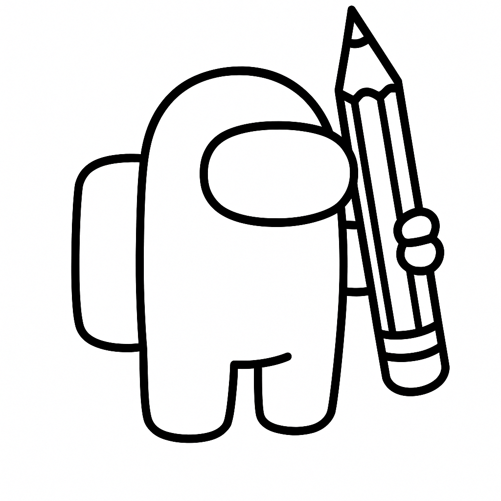 Among Us Crewmate Goes to School - Free Coloring Page | TryColoringPages