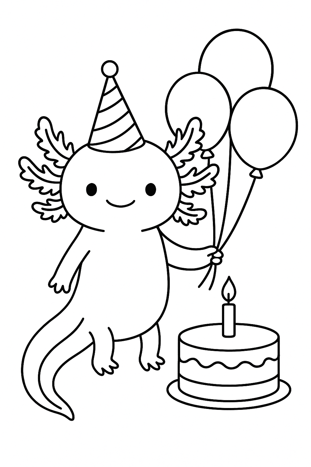 Axolotl Birthday Party Coloring Page - Free Coloring Page ...