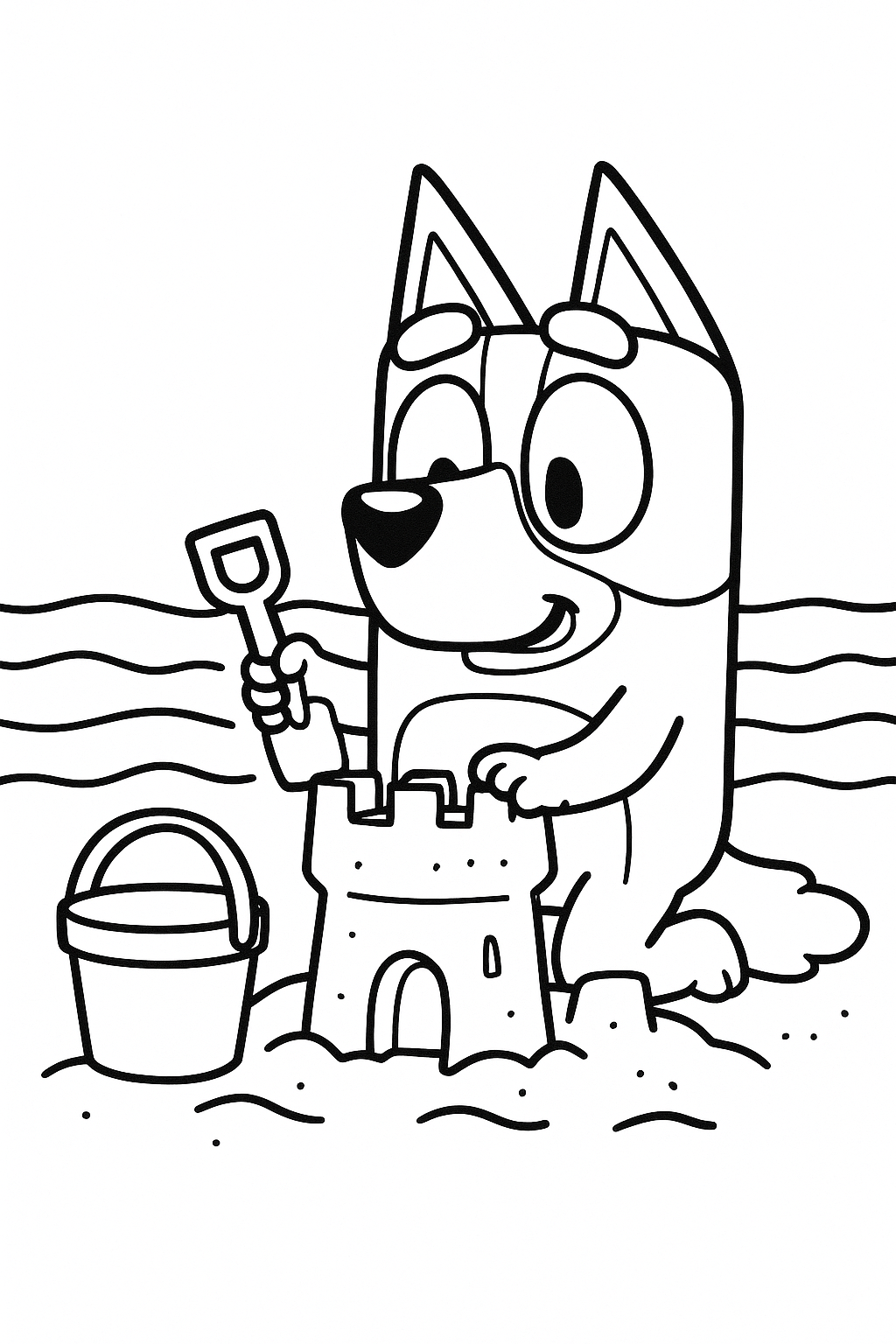 Bluey at the Beach - Free Coloring Page | TryColoringPages