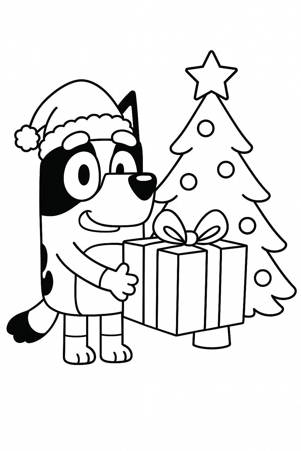 Bluey Celebrates Christmas - Free Coloring Page | TryColoringPages
