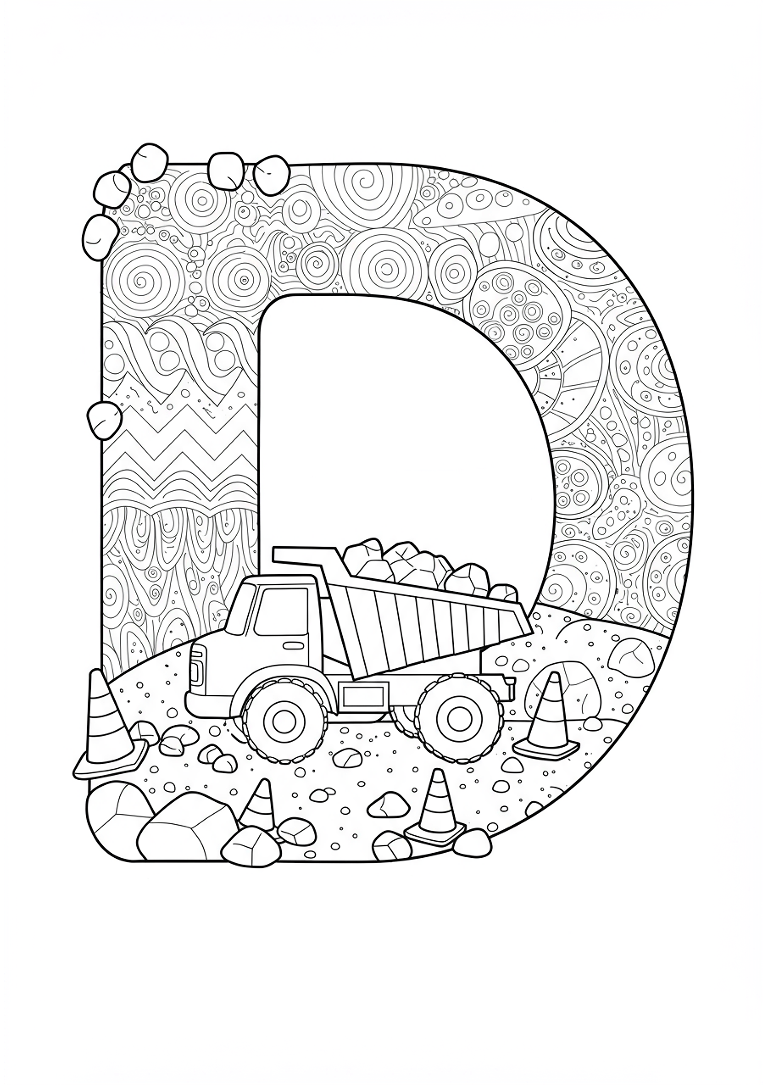 Daring Dump Truck Letter D Coloring Page - Free Coloring Page ...