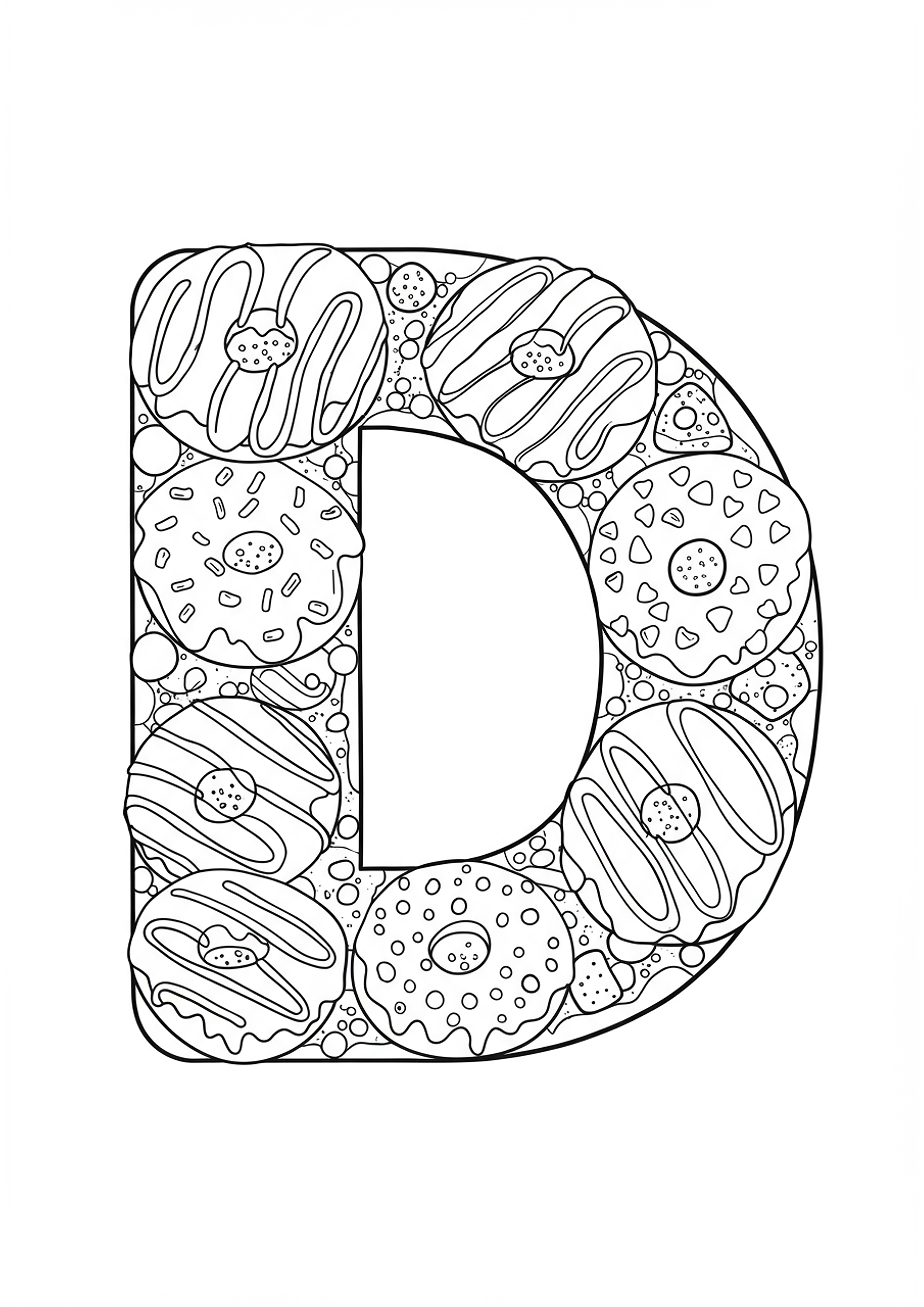 Delicious Donuts Letter D Coloring Page - Free Coloring Page ...