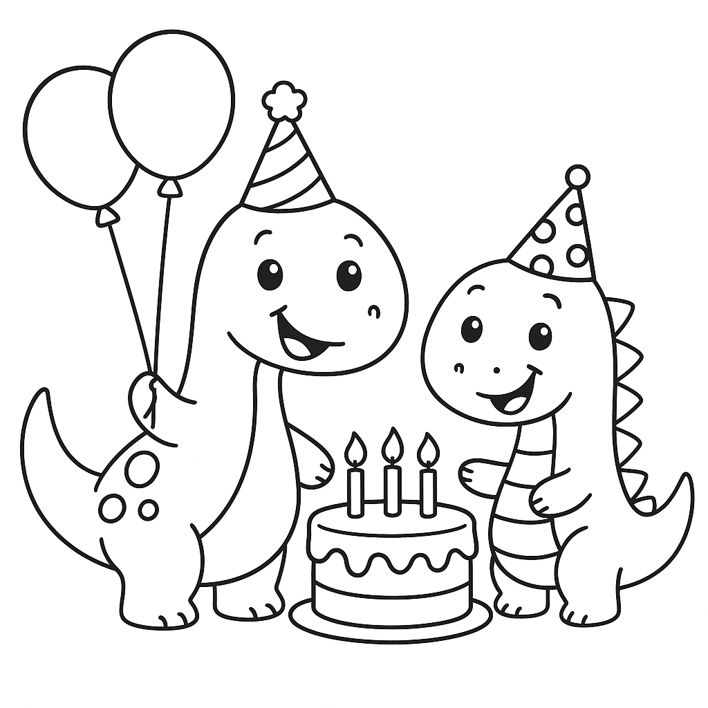 Dinosaur Birthday Party Coloring Page - Free Coloring Page ...