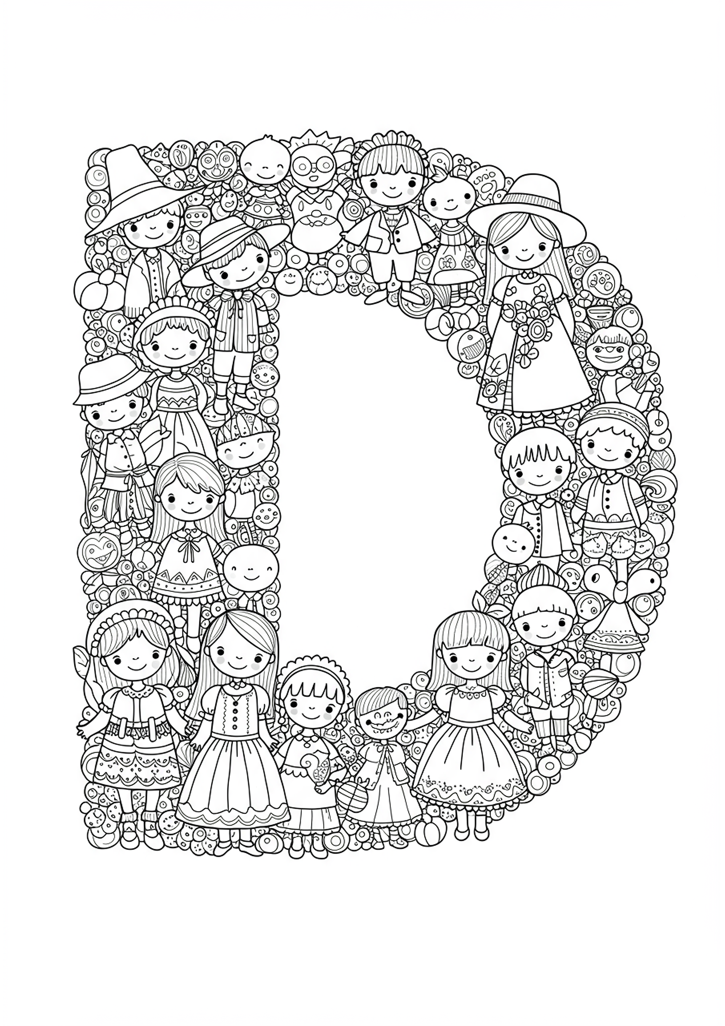 Dress Up Day Letter D Coloring Page - Free Coloring Page | TryColoringPages