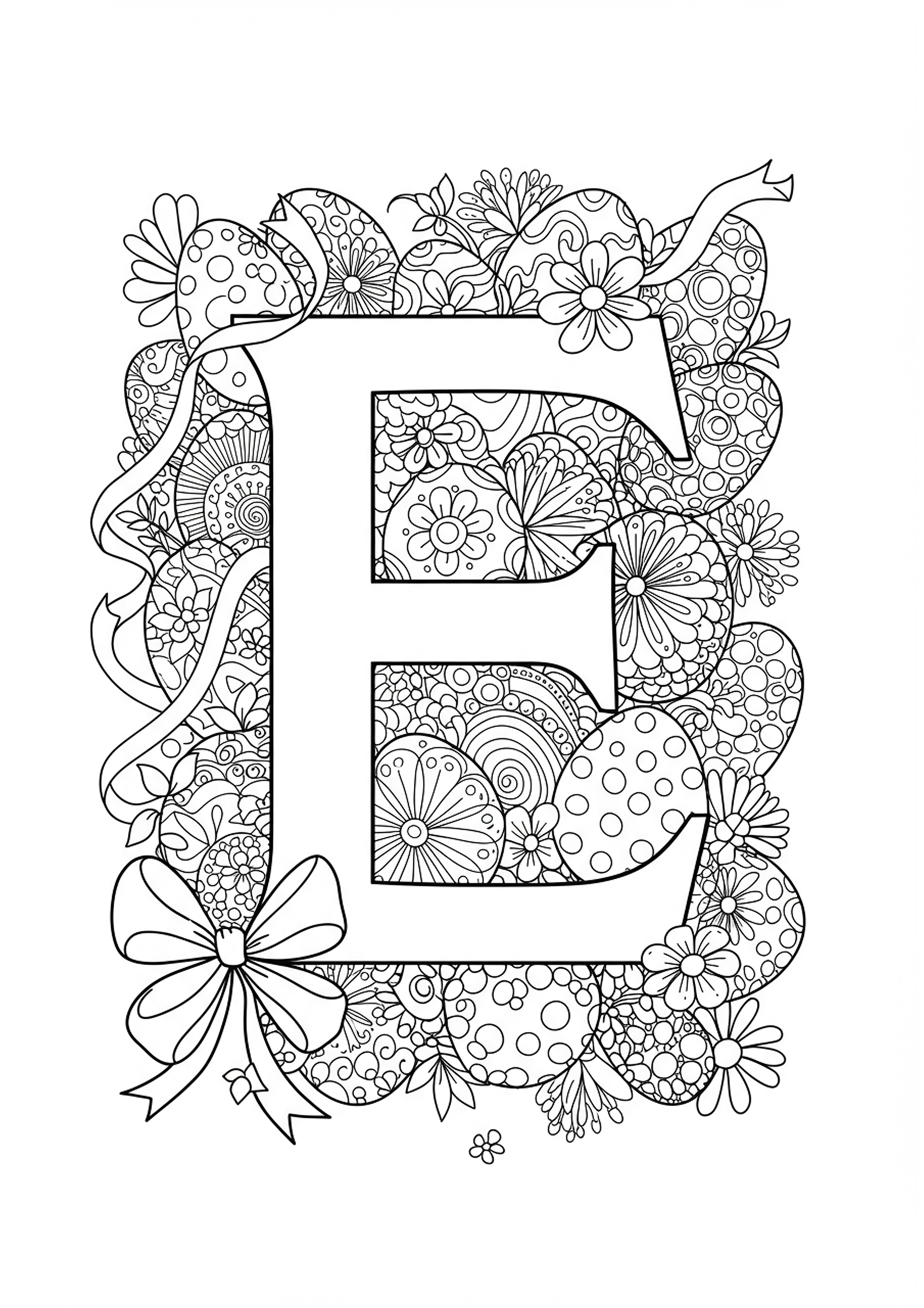 E is for Easter Eggs Coloring Page - Free Coloring Page | TryColoringPages