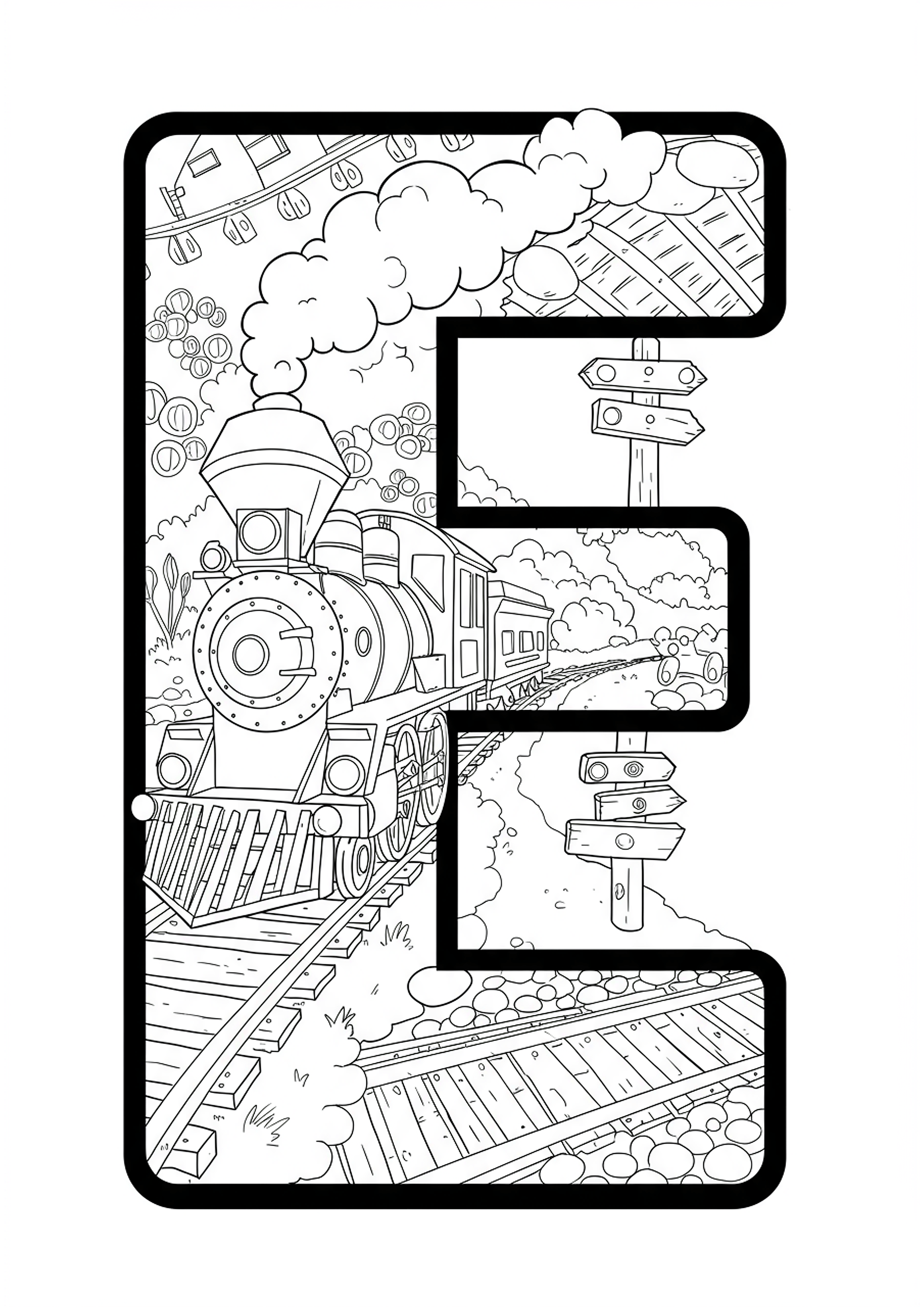 E is for Exciting Engine Coloring Page - Free Coloring Page ...
