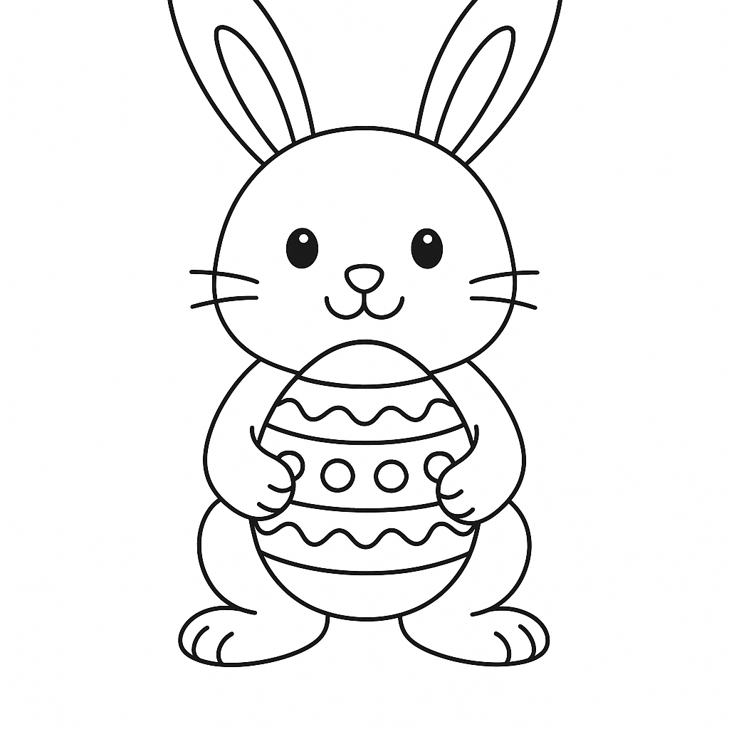 Easter Bunny with Egg Coloring Page - Free Coloring Page | TryColoringPages