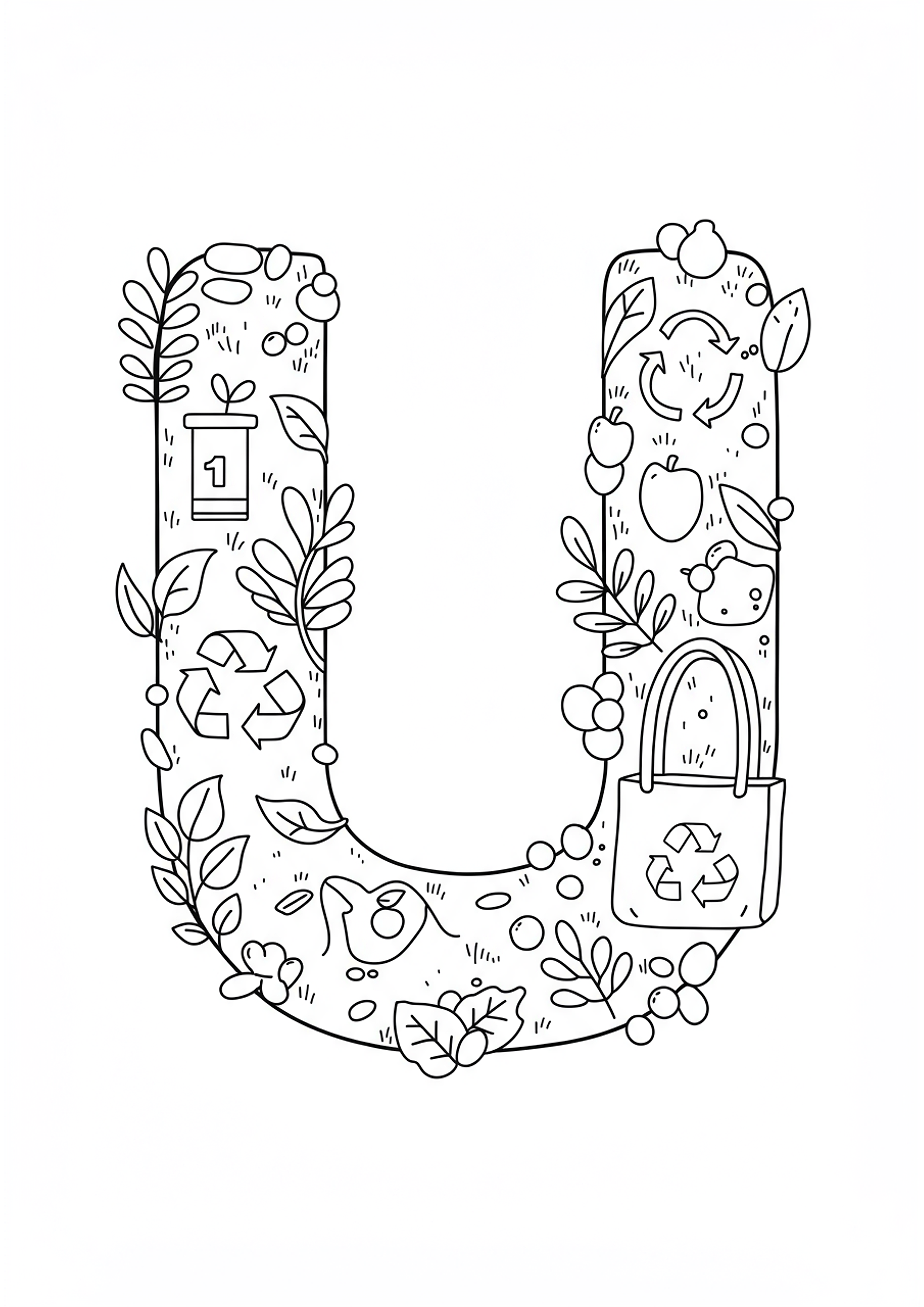 Eco-Friendly Letter U Coloring Page - Free Coloring Page | TryColoringPages