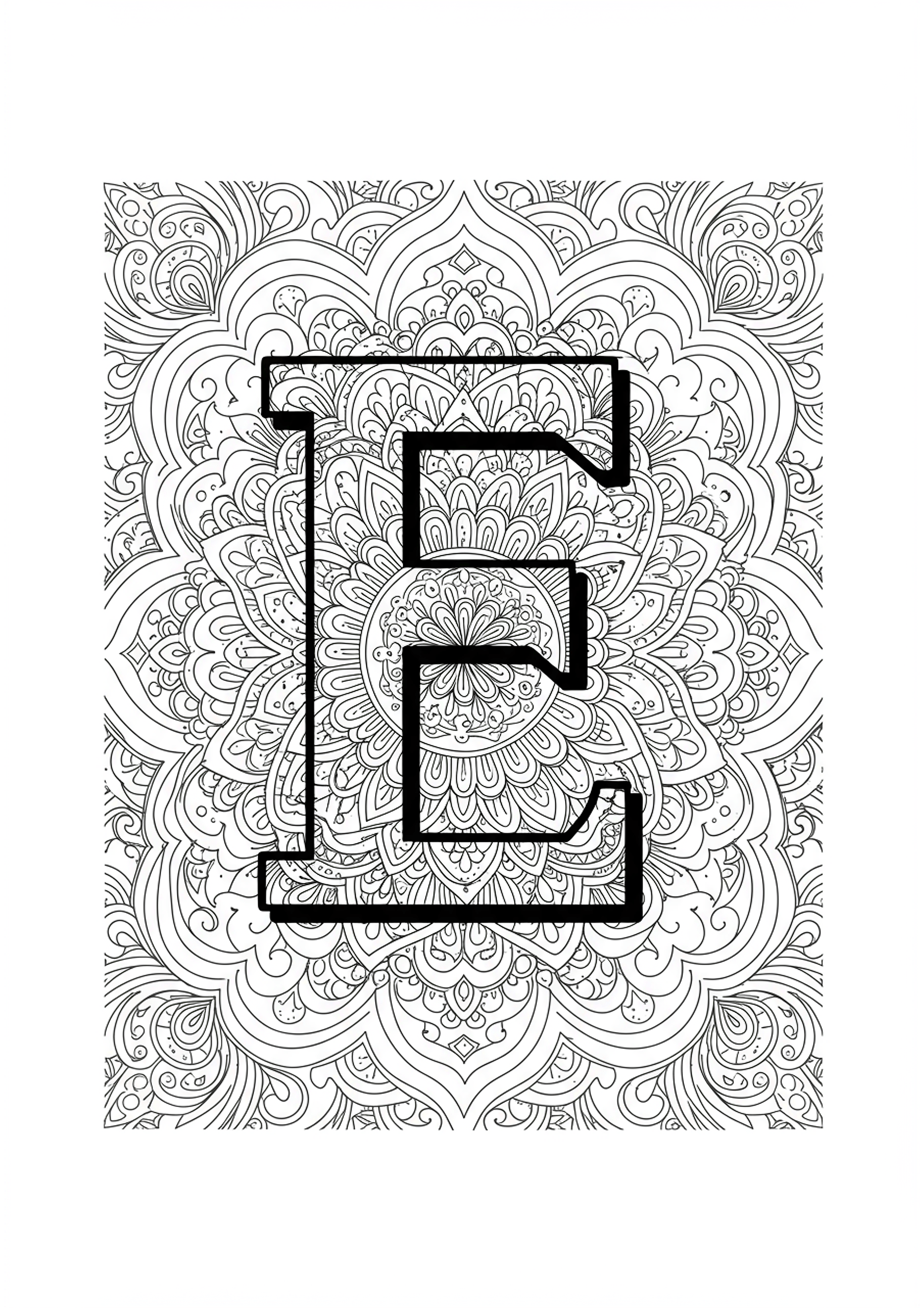 Elegant Mandala Letter E Coloring Page - Free Coloring Page ...