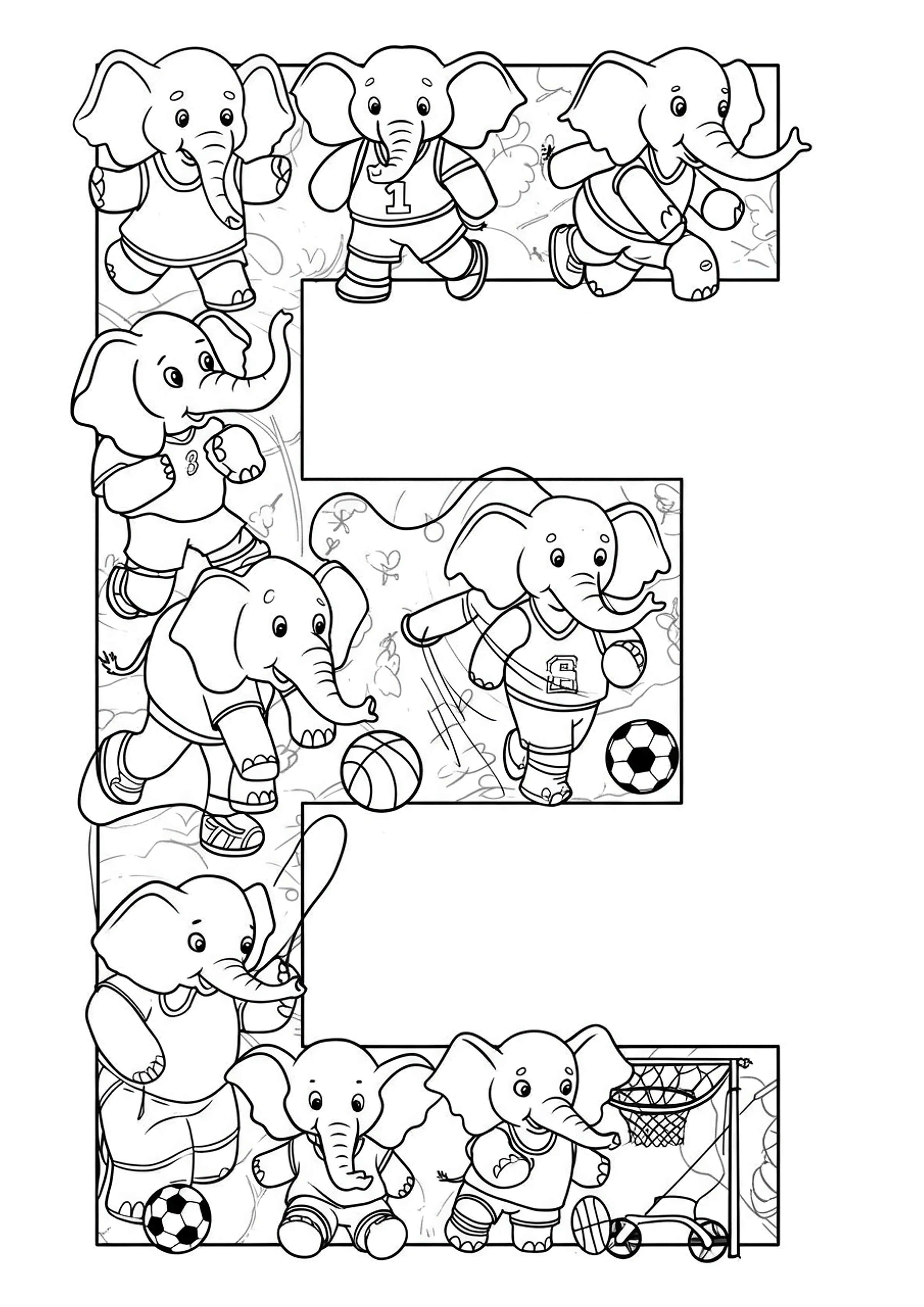 Energetic Elephants Sports Day - Free Coloring Page | TryColoringPages