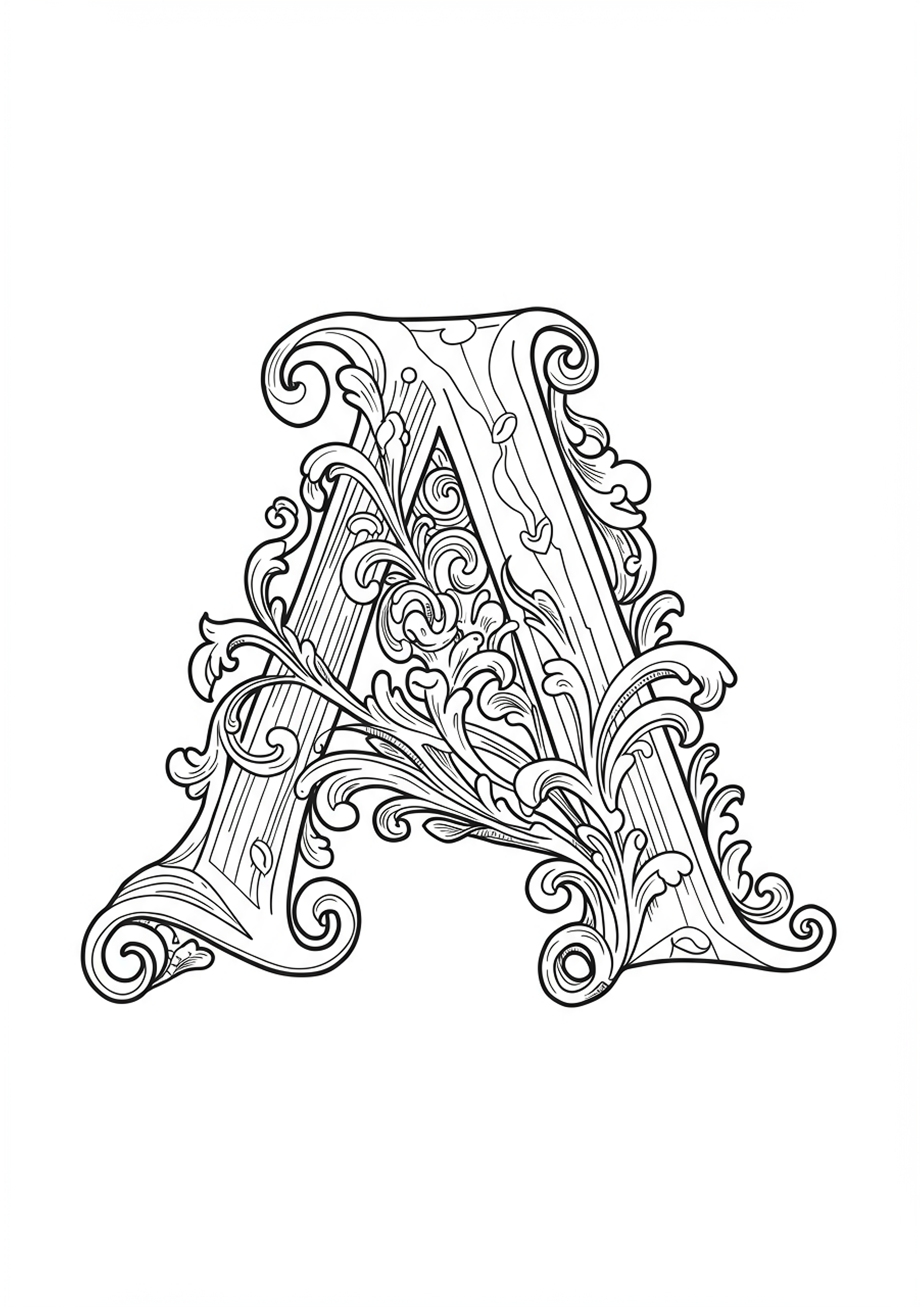 Gothic Letter A with Illuminated Manuscript Details Coloring Page ...