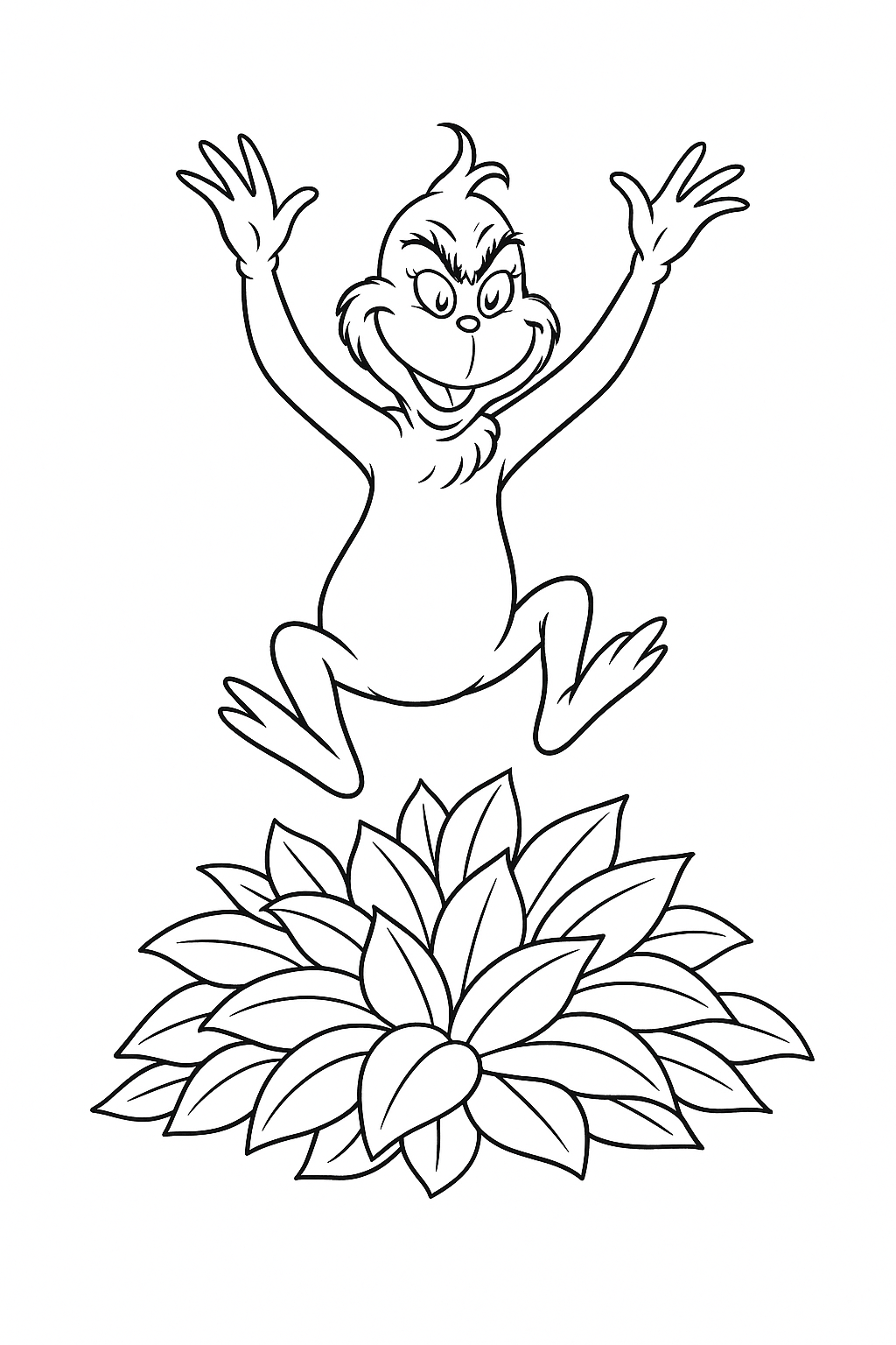 Grinch Jumps in Autumn Leaves - Free Coloring Page | TryColoringPages