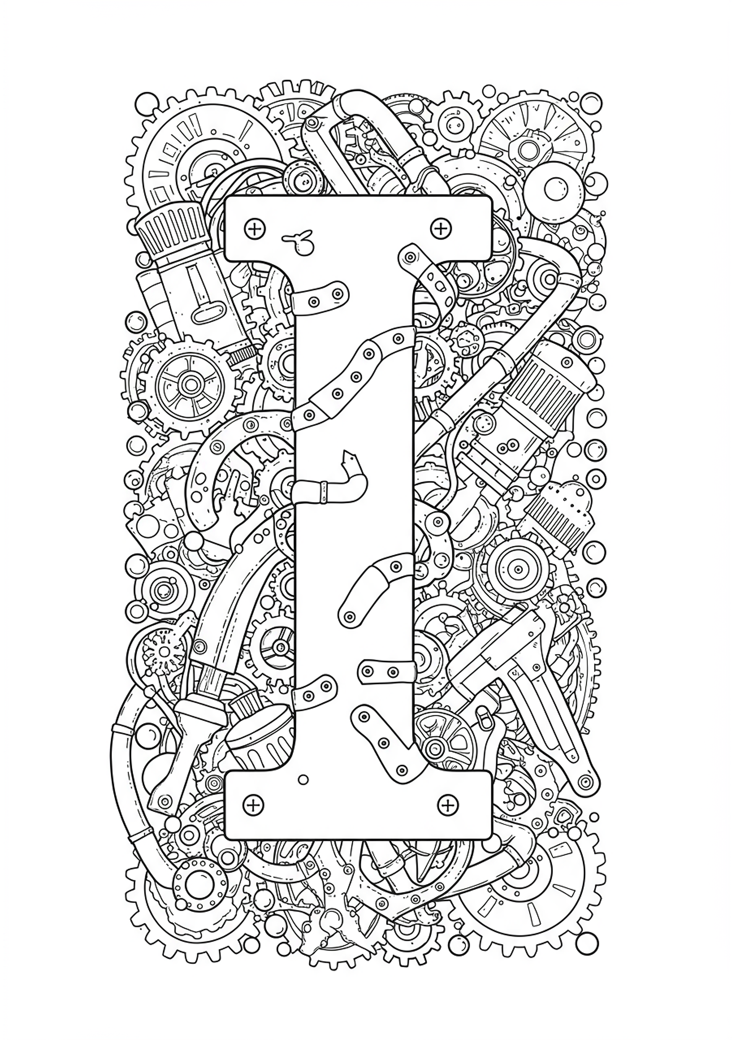 Intricate Letter I Steampunk Coloring Page - Free Coloring Page ...