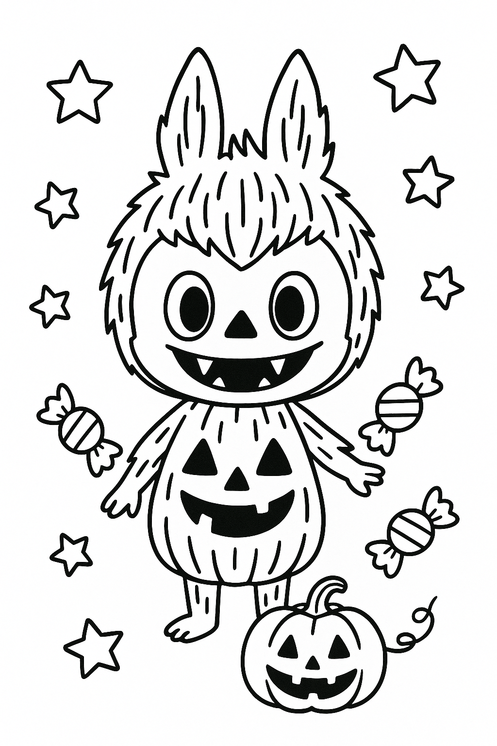 Labubu's Halloween Costume Fun - Free Coloring Page | TryColoringPages