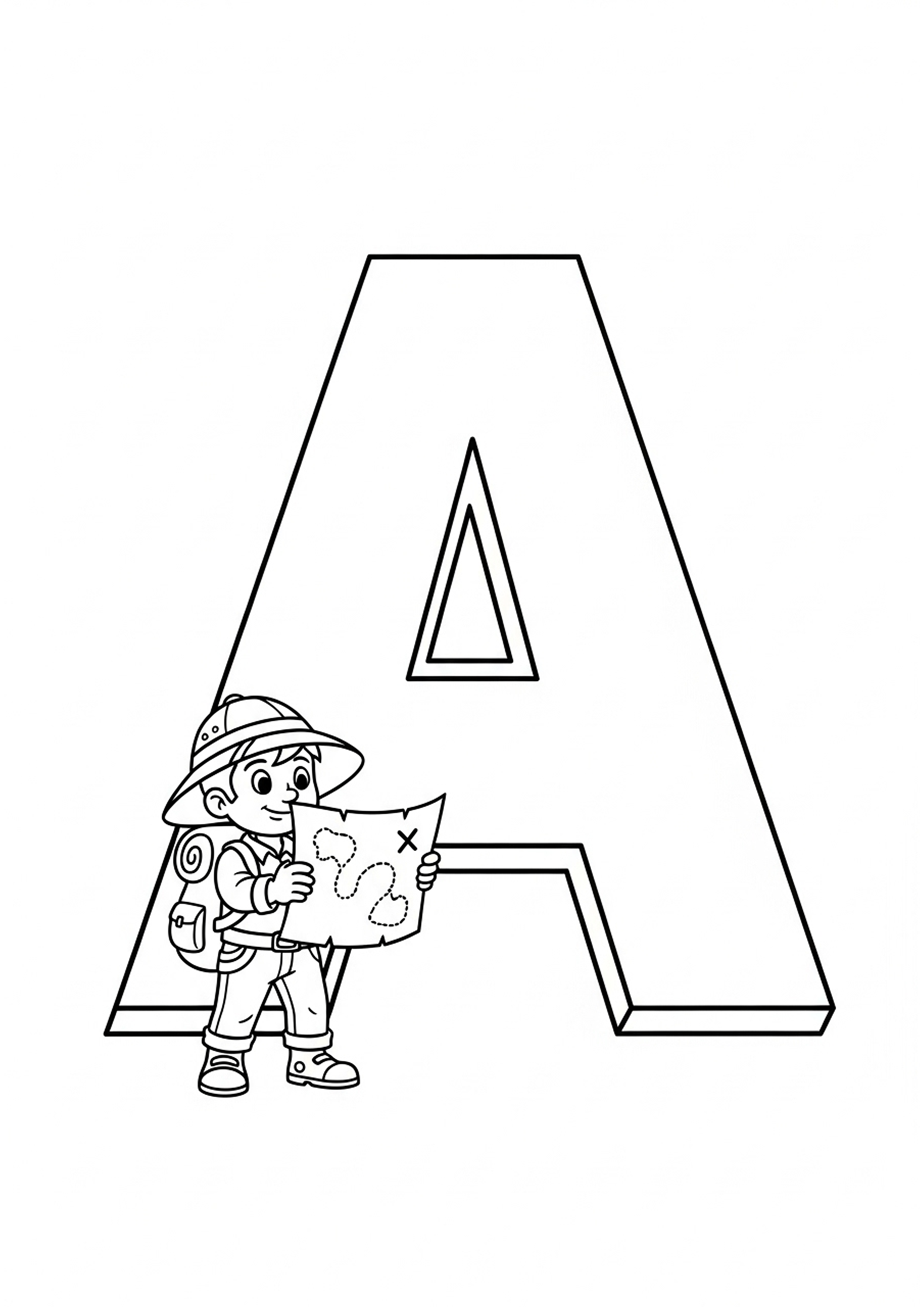 Letter A Adventure Coloring Page - Free Coloring Page | TryColoringPages