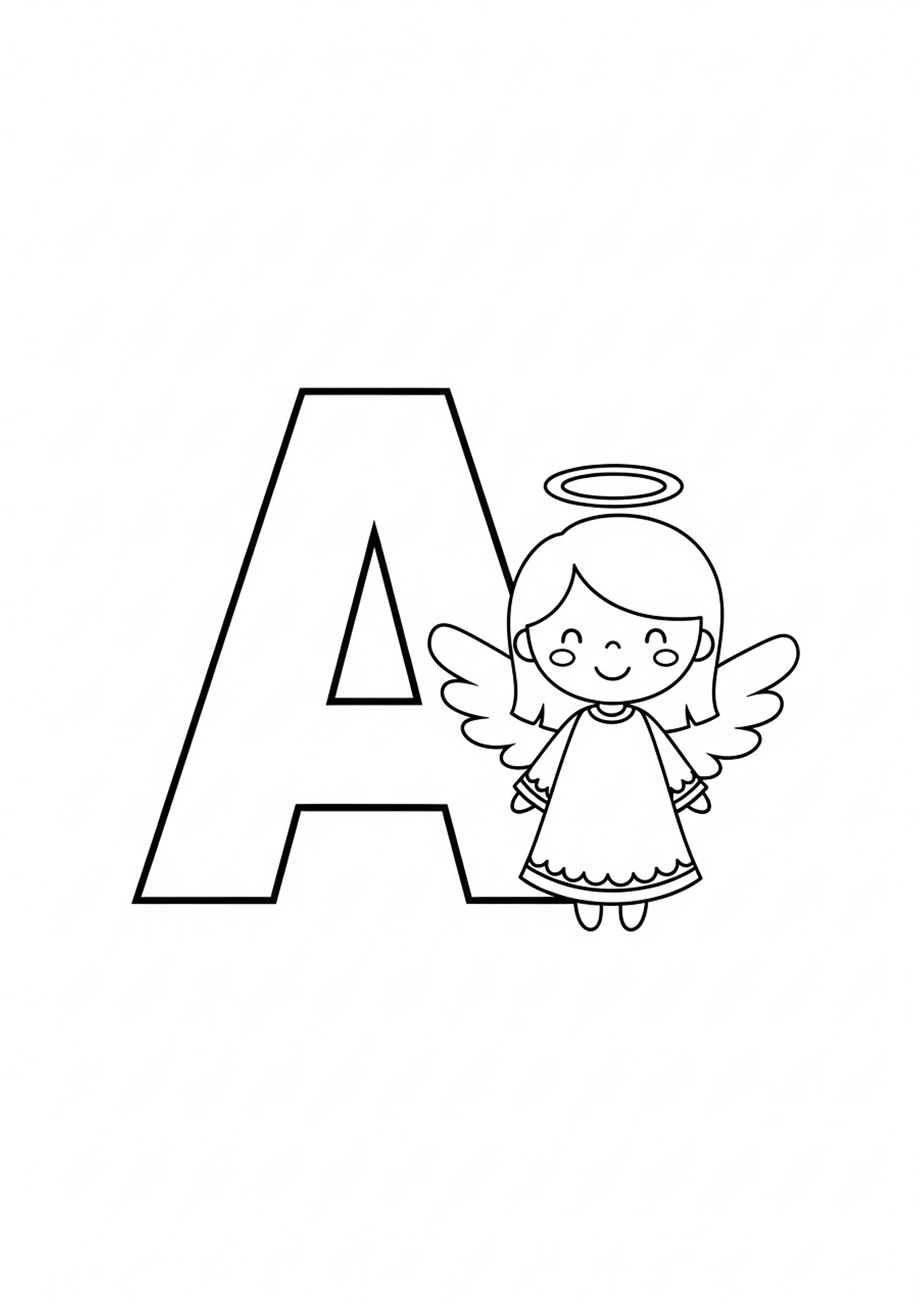Letter A Angel Coloring Page - Free Coloring Page | TryColoringPages