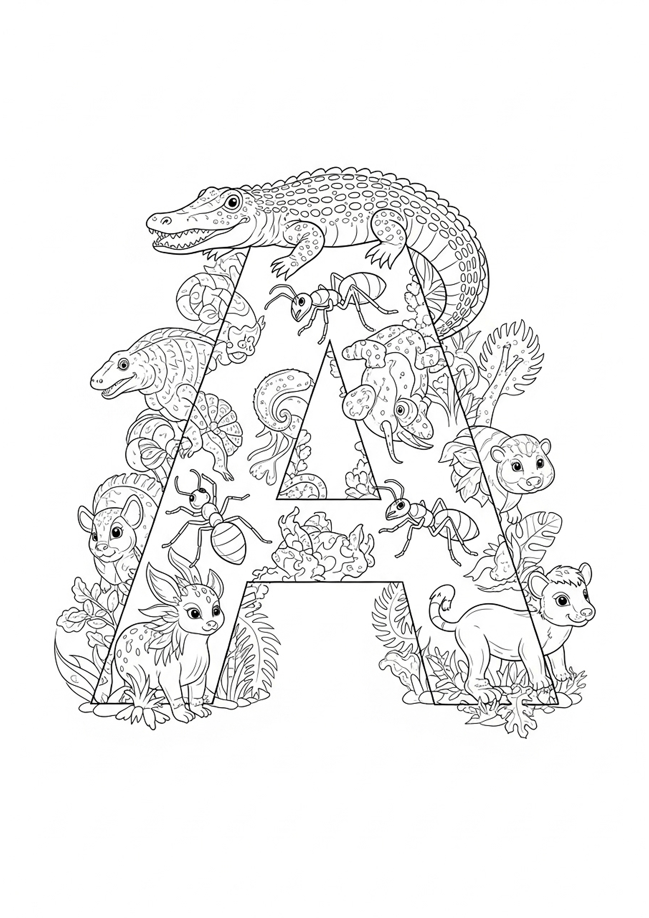 Letter A Animal Parade Coloring Page - Free Coloring Page ...