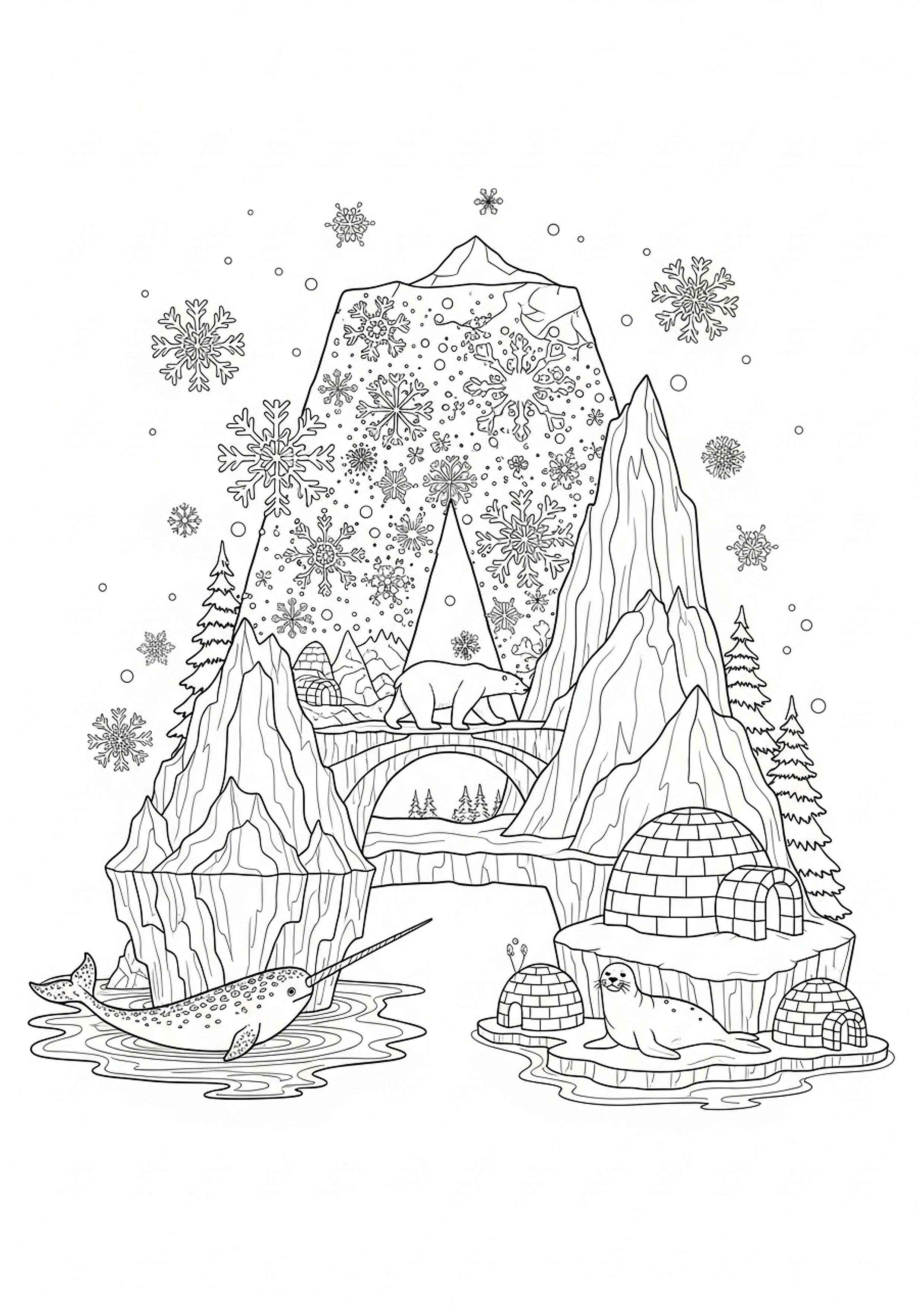 Letter A Arctic Animals Winter Coloring Page - Free Coloring Page ...