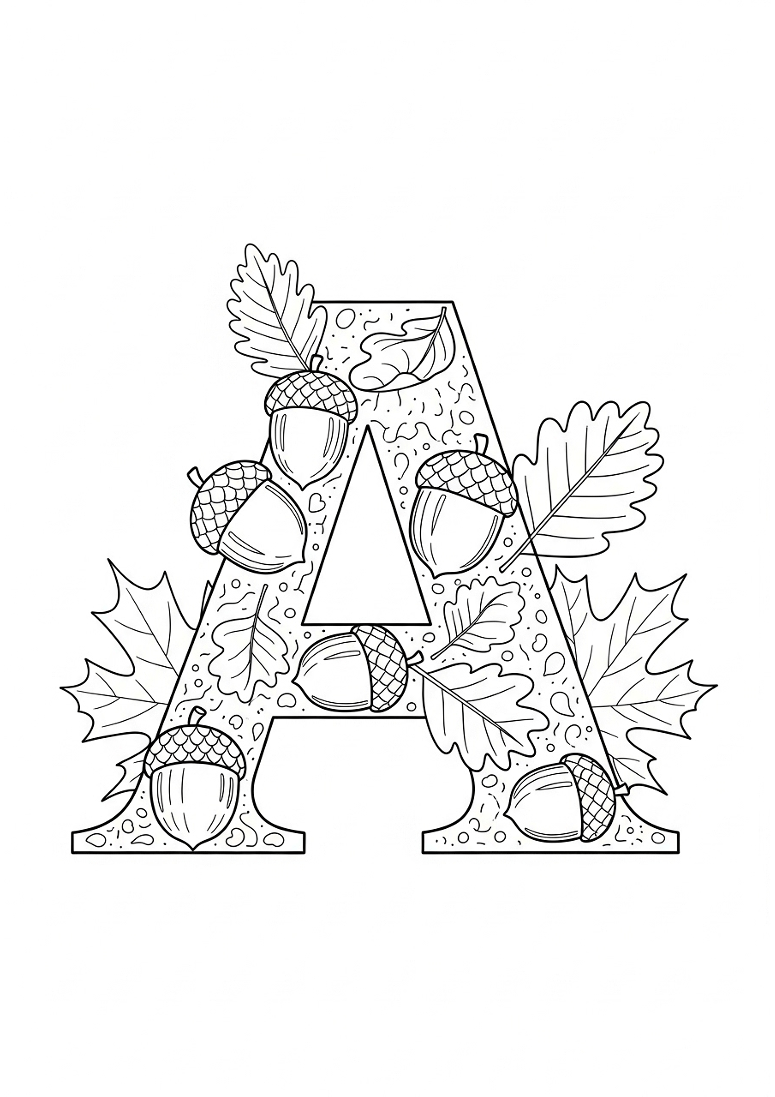 Letter A Autumn Acorns Coloring Page - Free Coloring Page ...
