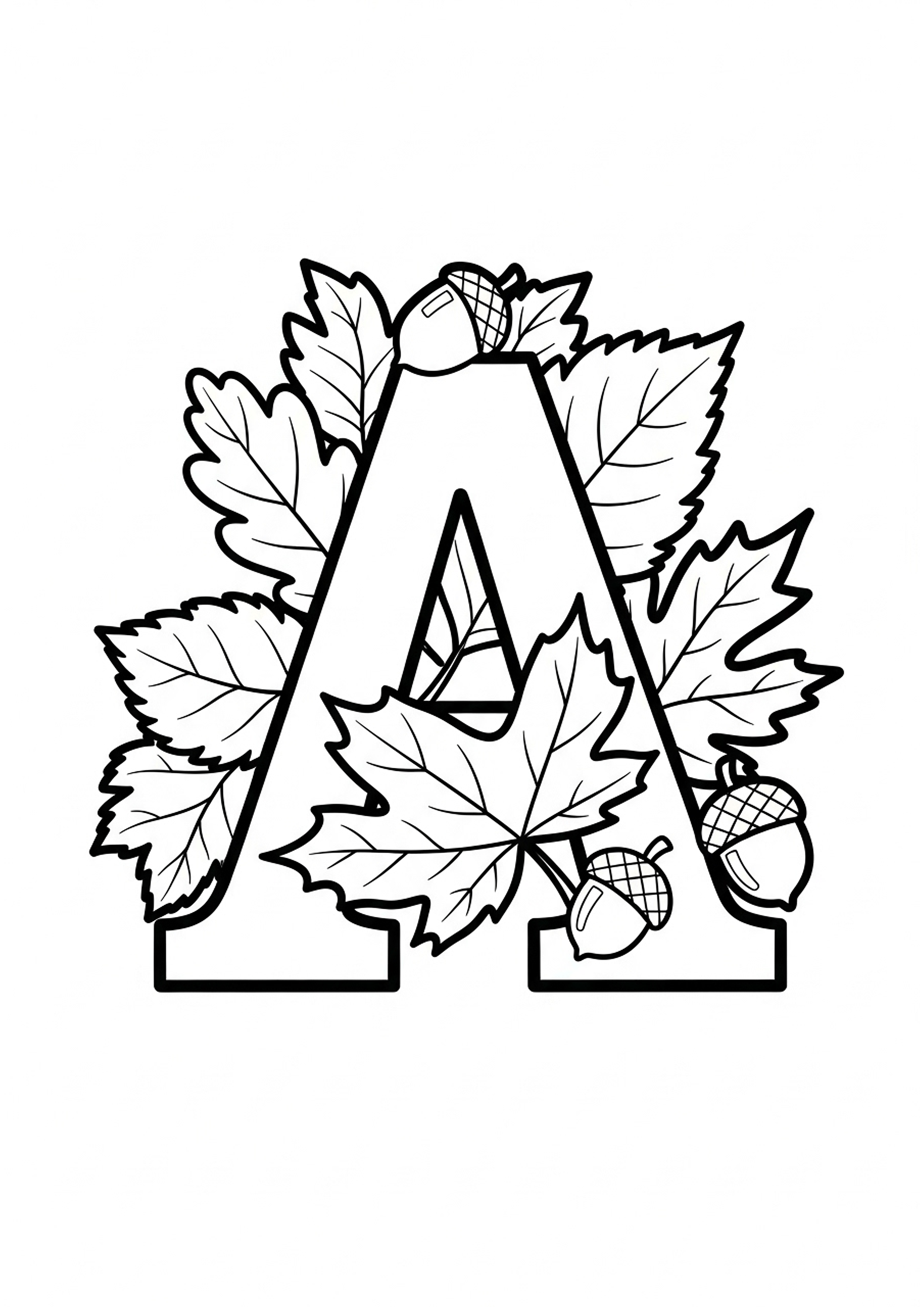 Letter A Autumn Leaves Coloring Page - Free Coloring Page ...