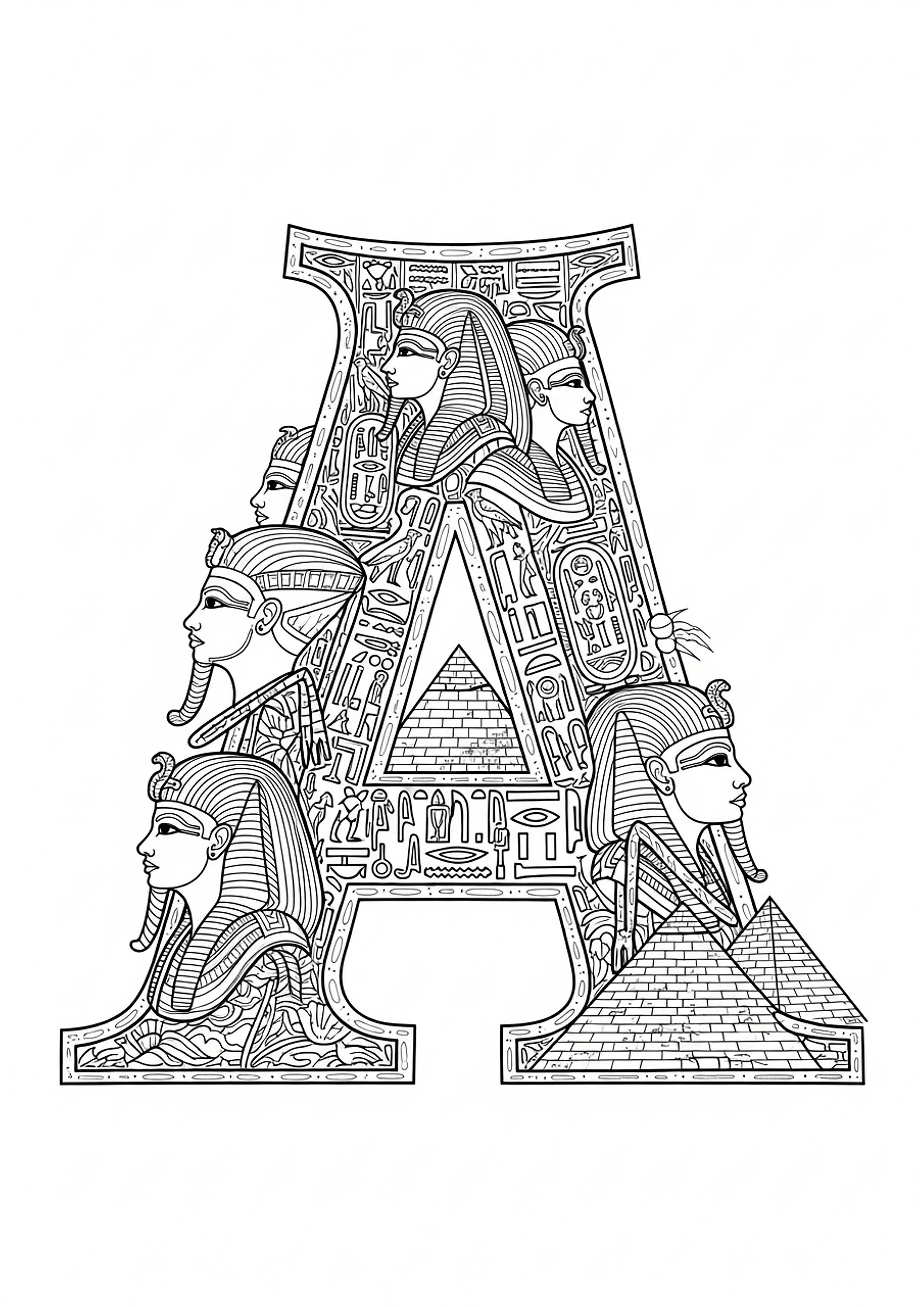 Letter A in an Ancient Egyptian Adventure - Free Coloring Page ...