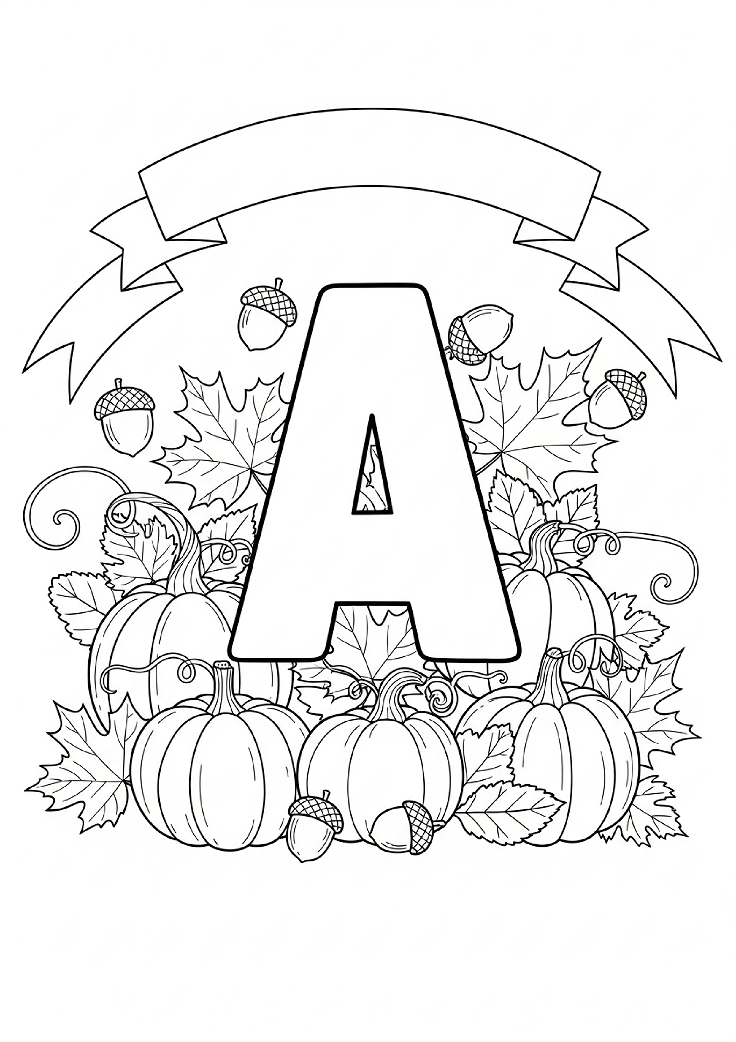 Letter A in an Autumn Festival Coloring Page - Free Coloring Page ...