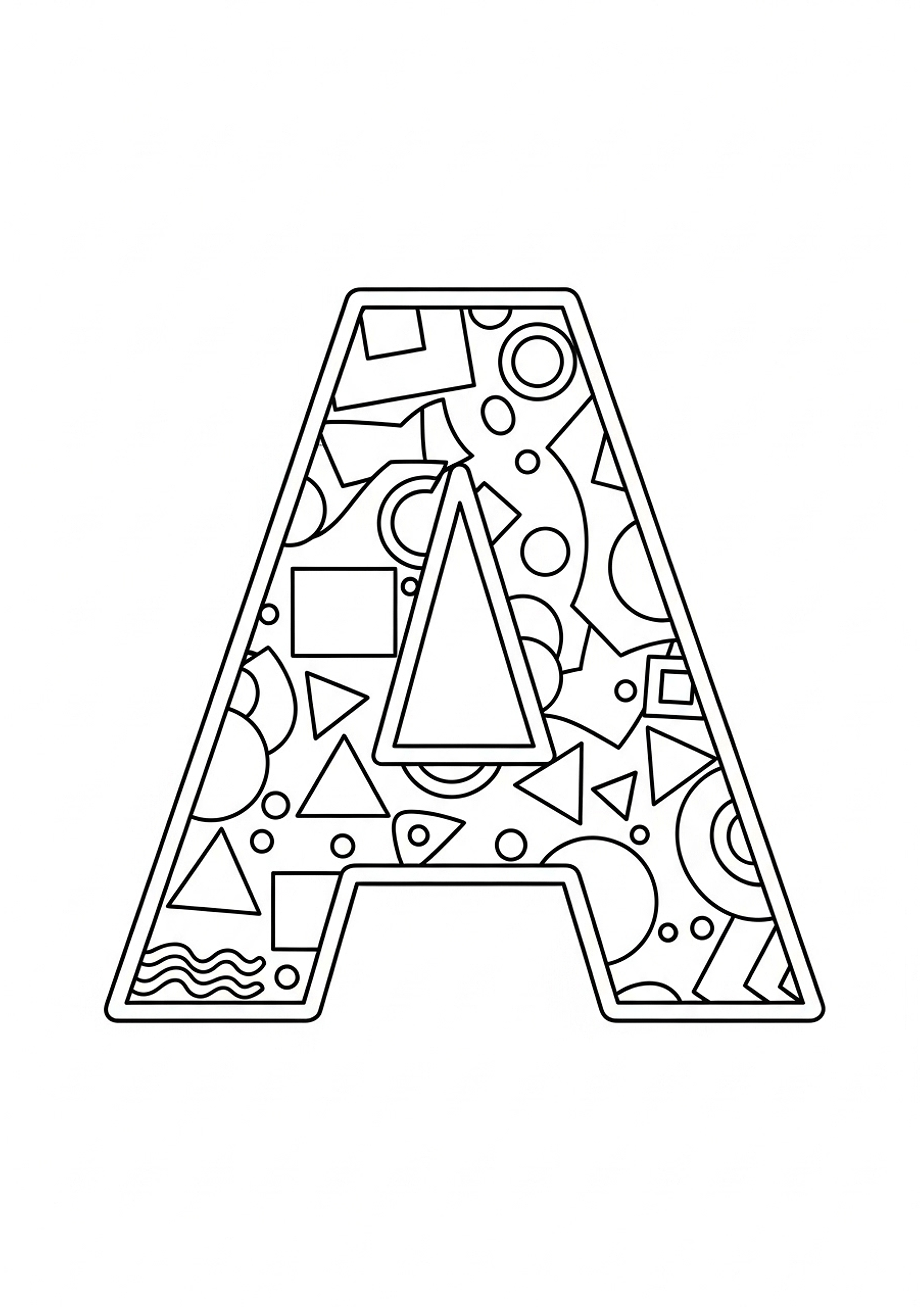 Letter A with Simple Abstract Patterns Coloring Page - Free Coloring ...