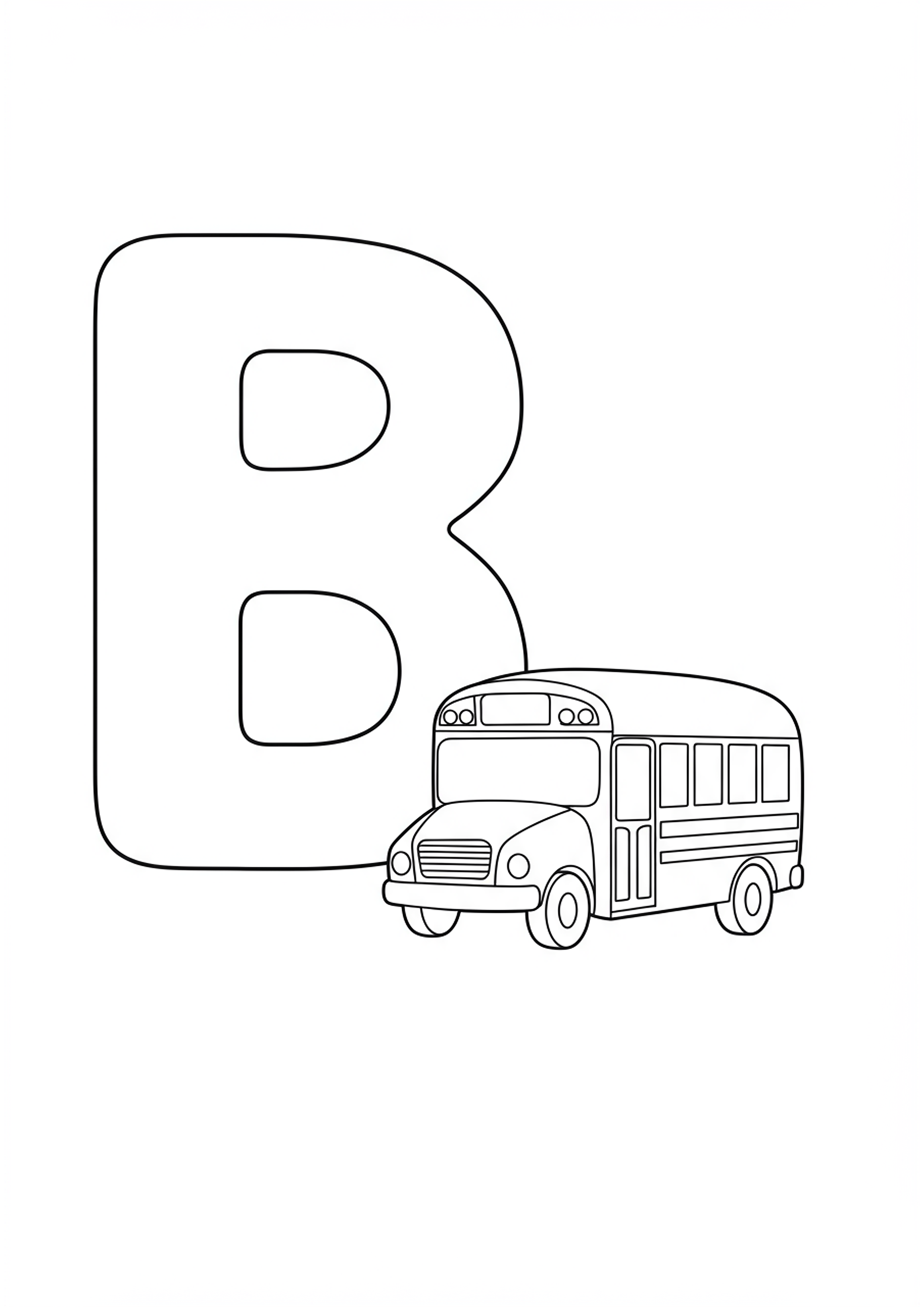 Letter B and Big Bus Coloring Page - Free Coloring Page | TryColoringPages