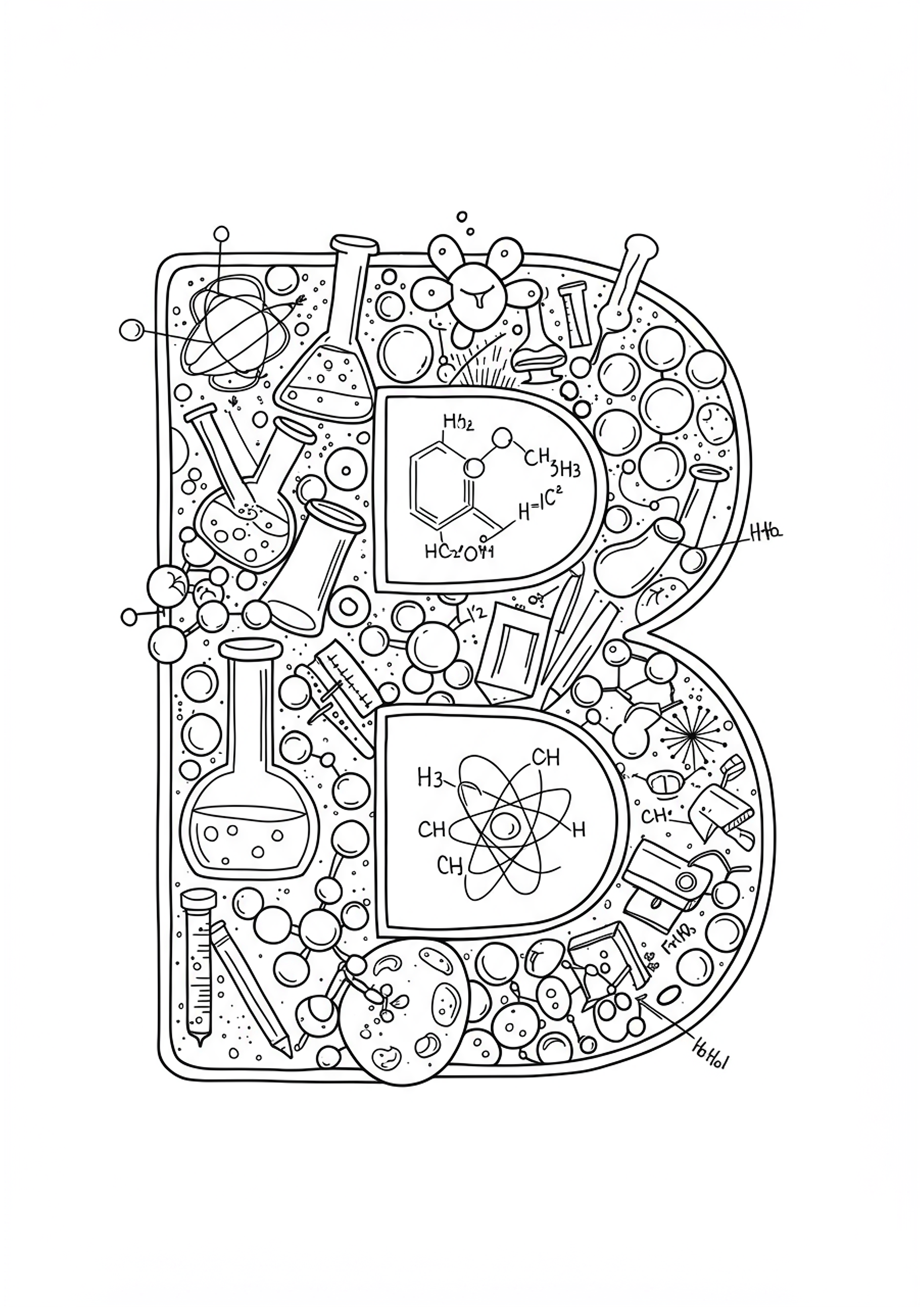 Letter B Science and Chemistry Coloring Page - Free Coloring Page ...