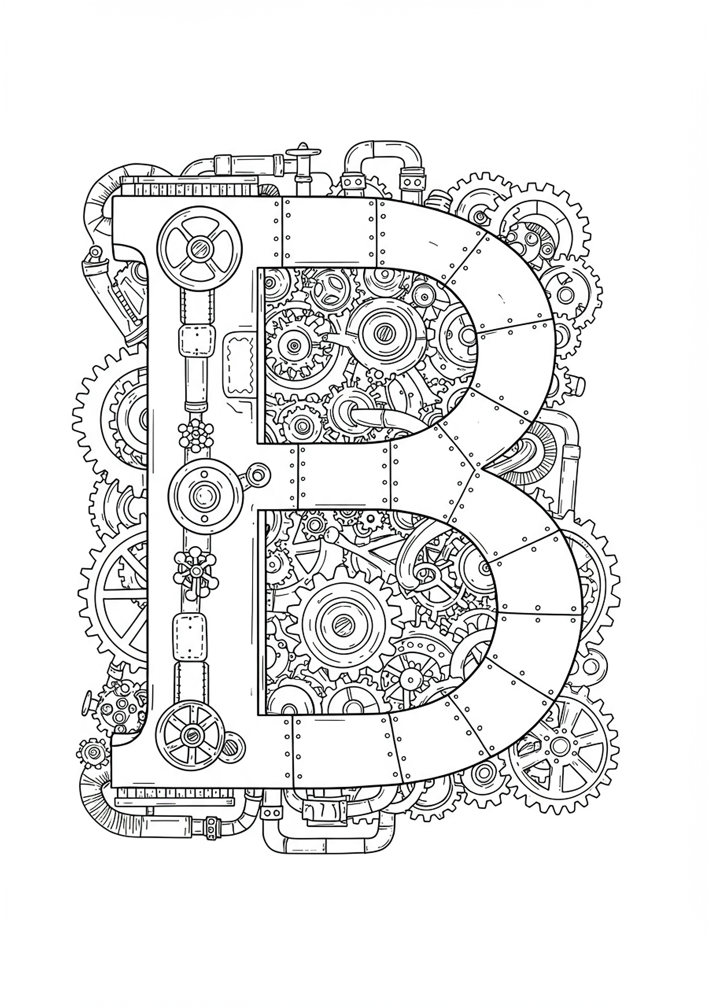 Letter B Steampunk Gears Coloring Page - Free Coloring Page ...