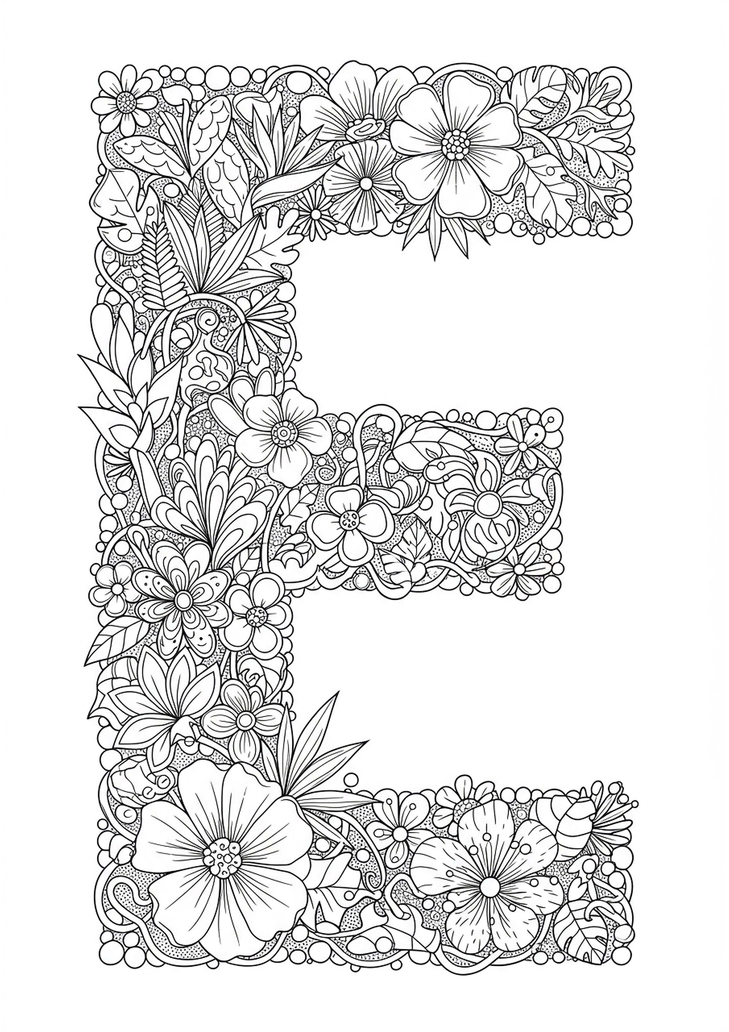Letter E Coloring Page: Exotic Botanical Garden - Free Coloring Page ...