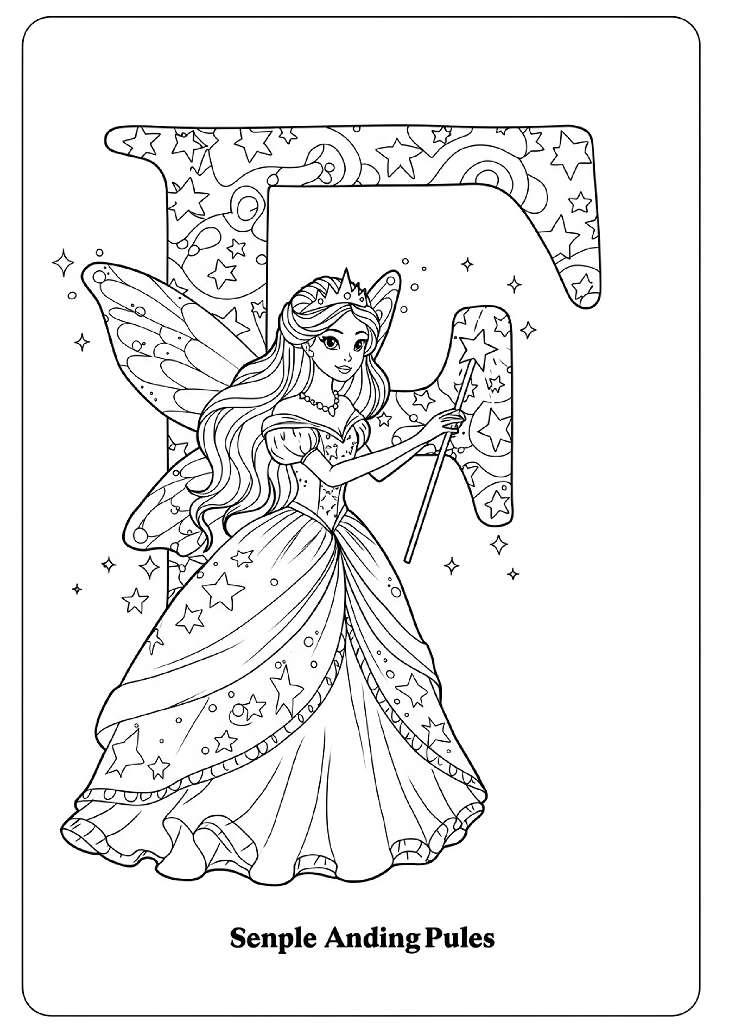 Letter F Fancy Fairy Princess Coloring Page - Free Coloring Page ...