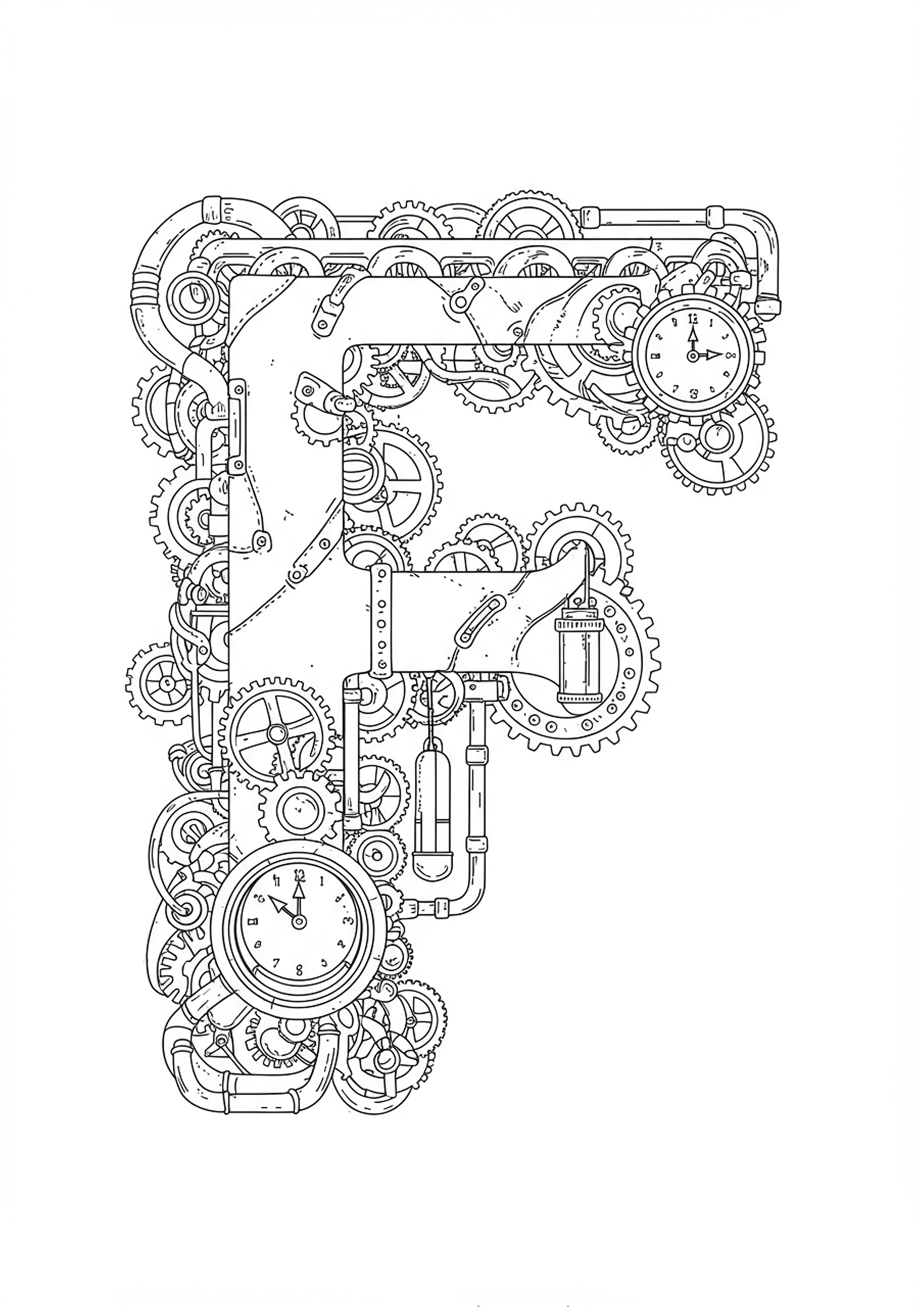 Letter F Steampunk Fantasy Coloring Page - Free Coloring Page ...
