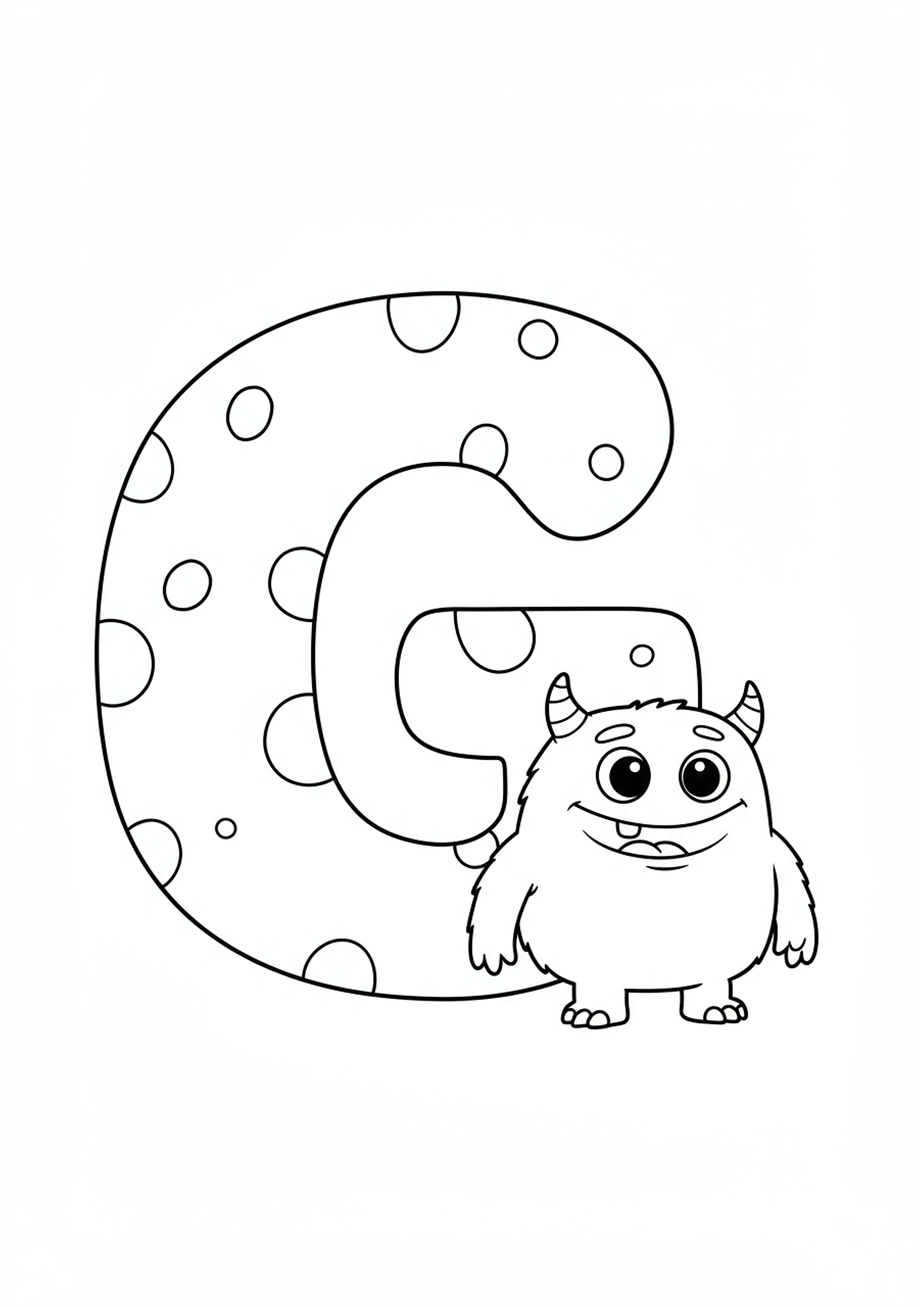 Letter G and Goofy Monster Coloring Page - Free Coloring Page ...