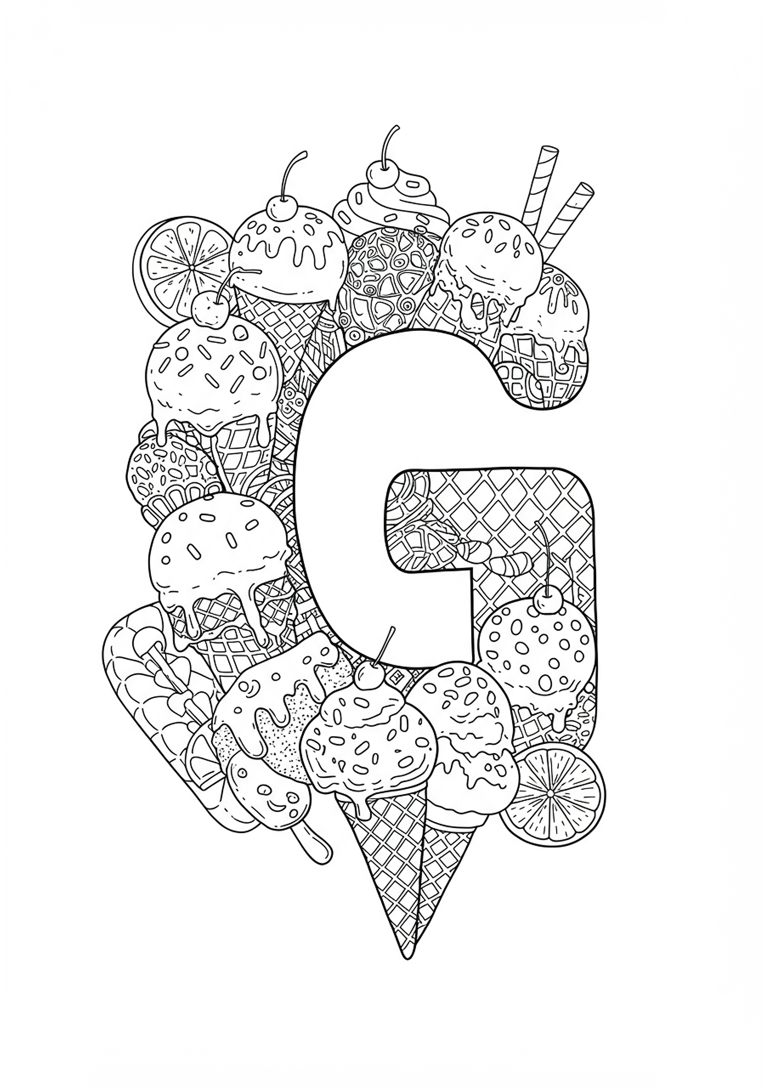 Letter G Giant Ice Cream Coloring Page - Free Coloring Page ...