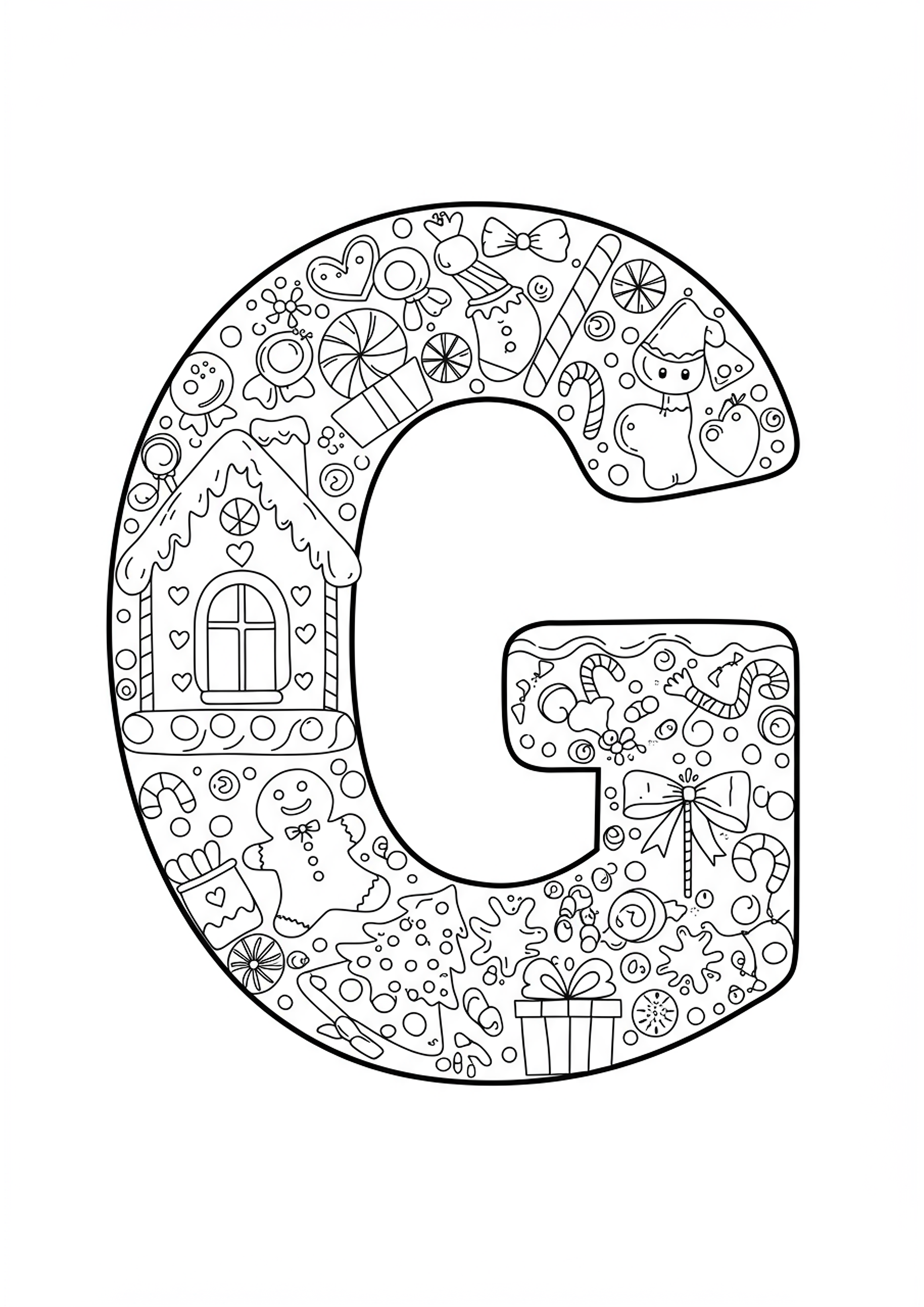 Letter G Gingerbread Holiday Coloring Page - Free Coloring Page ...