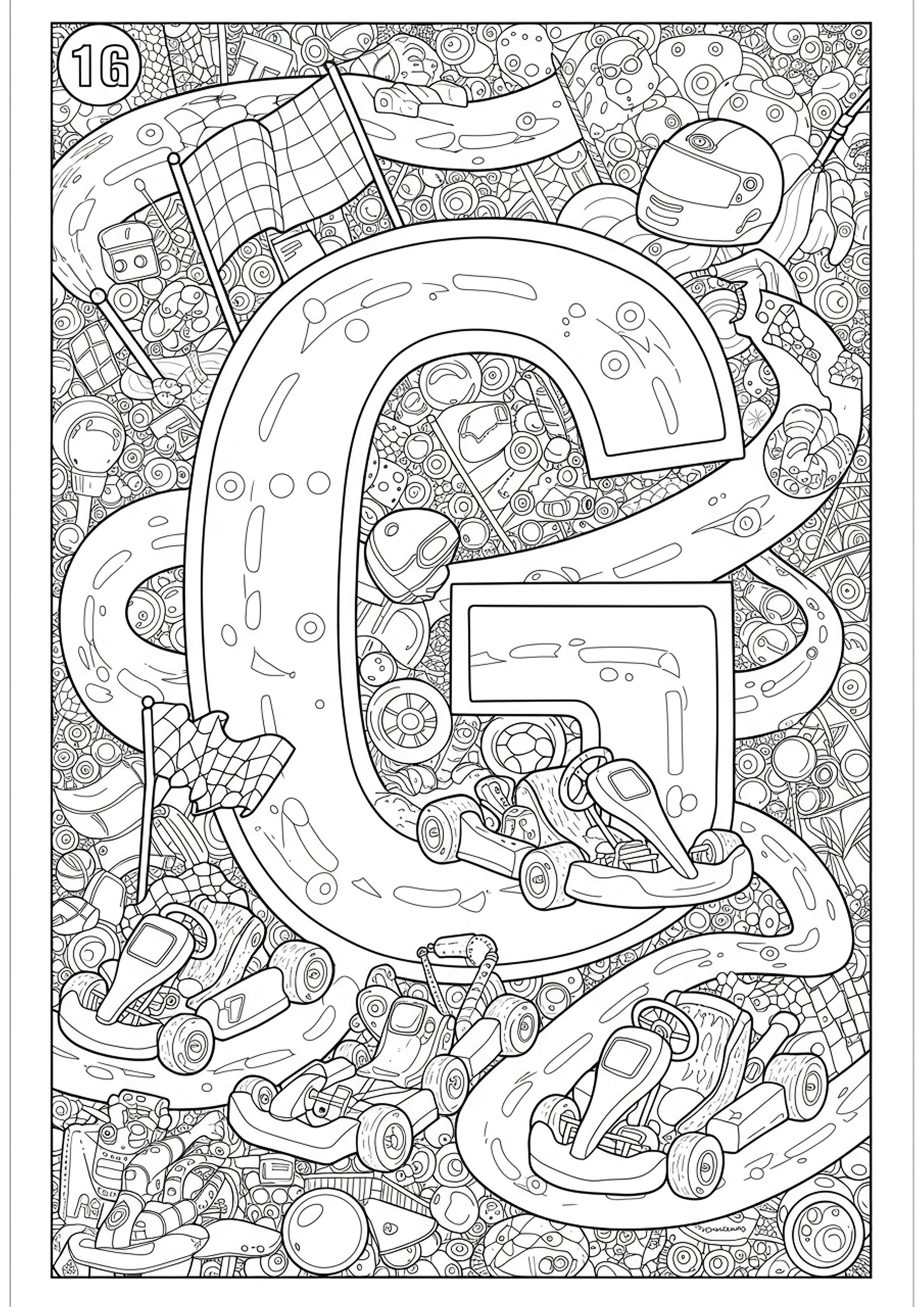 Letter G Goofy Go-Kart Races Coloring Page - Free Coloring Page ...