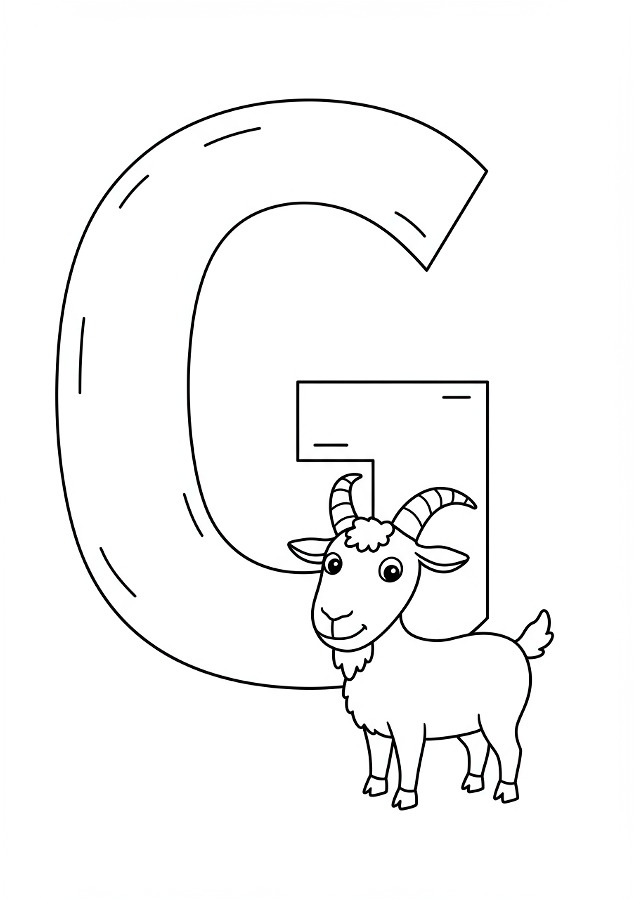 Letter G with Goat Coloring Page - Free Coloring Page | TryColoringPages