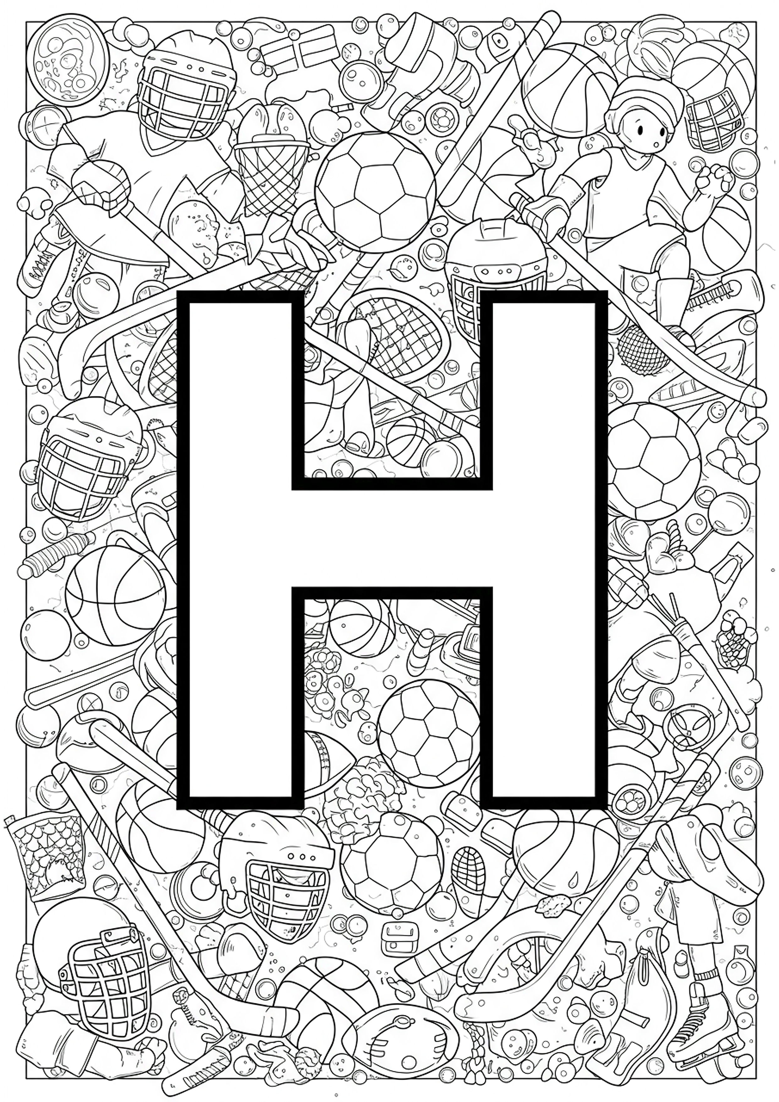 Letter H Sports Heroes Coloring Page - Free Coloring Page ...