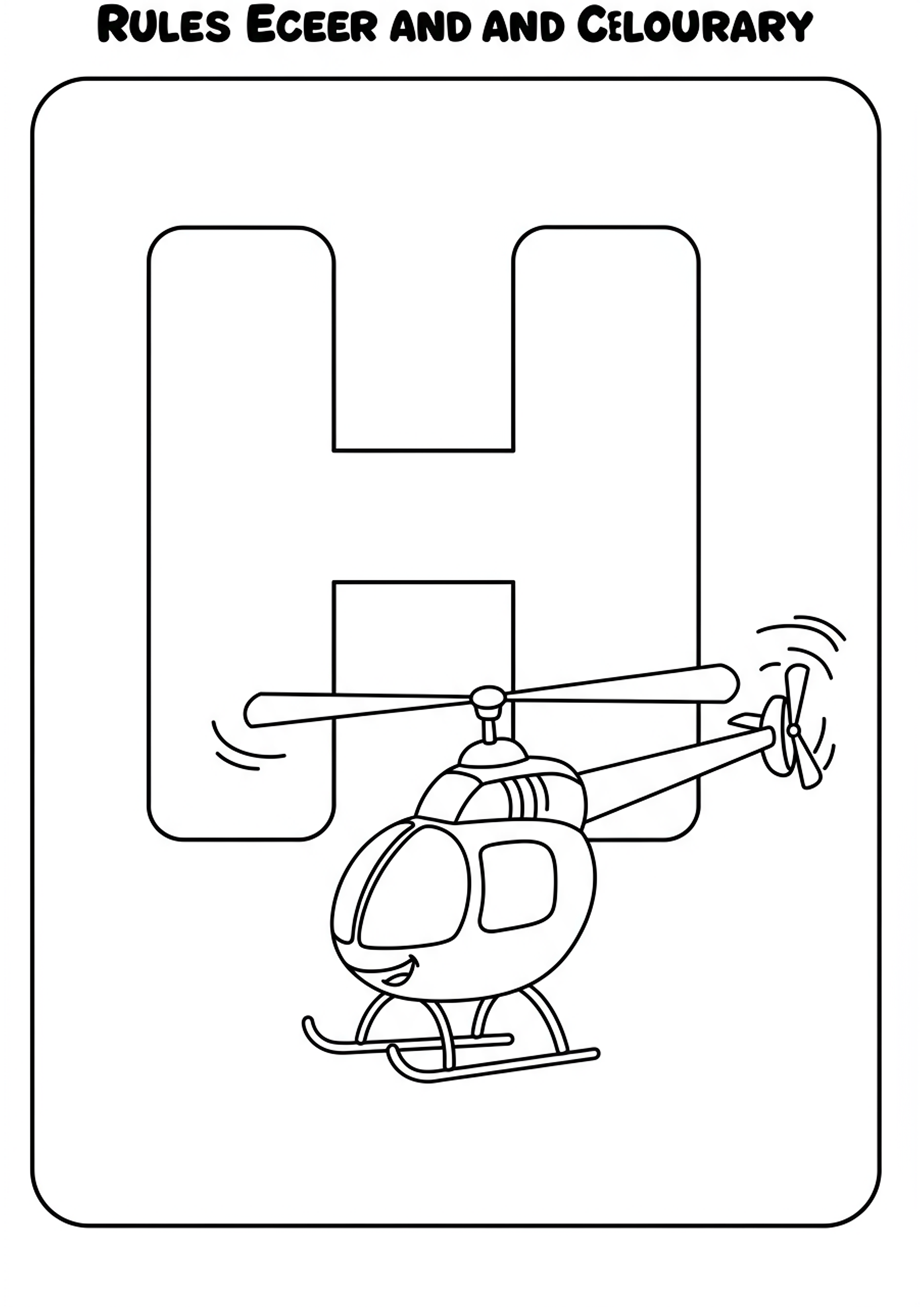 Letter H with a Helicopter in the Sky - Free Coloring Page ...