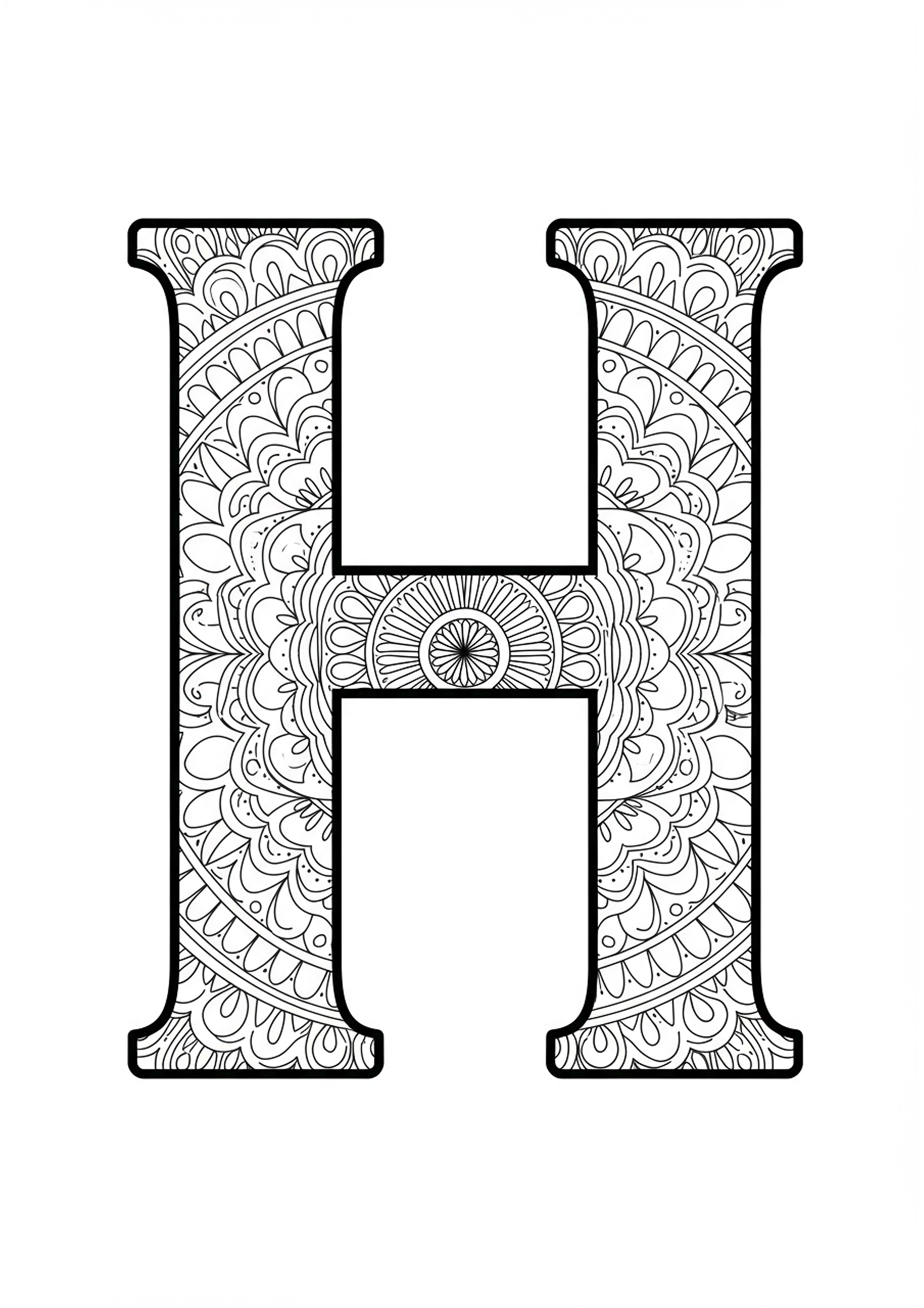 Letter H with Mandala Accents Coloring Page - Free Coloring Page ...