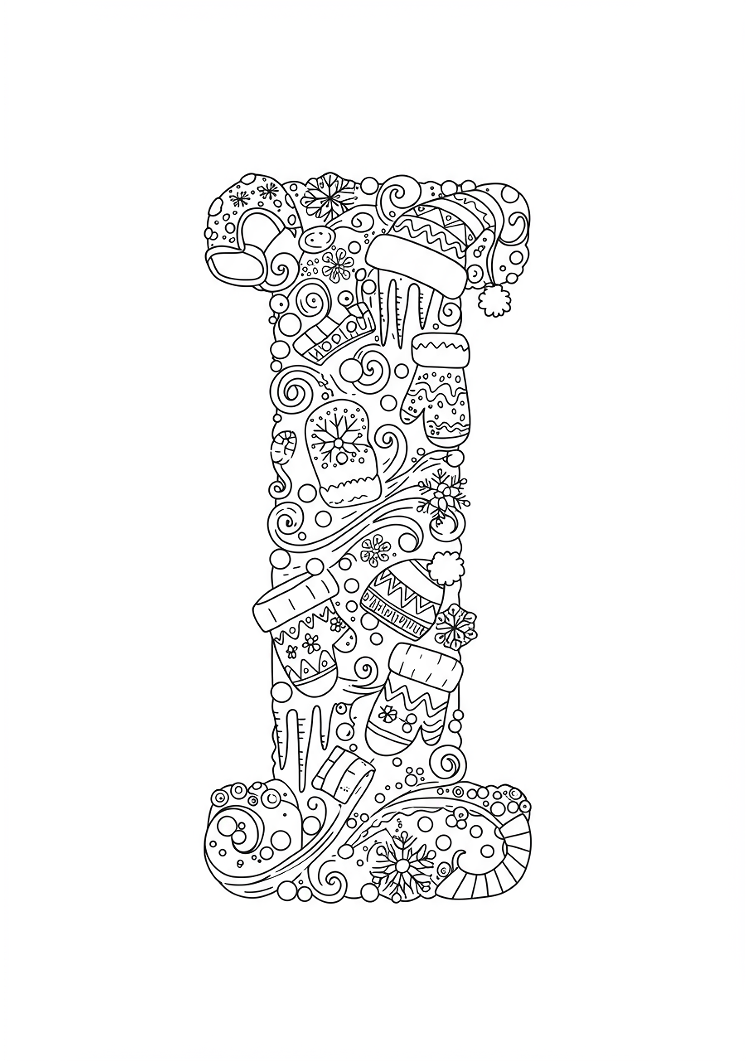 Letter I in an Icy Winter Wonderland - Free Coloring Page ...