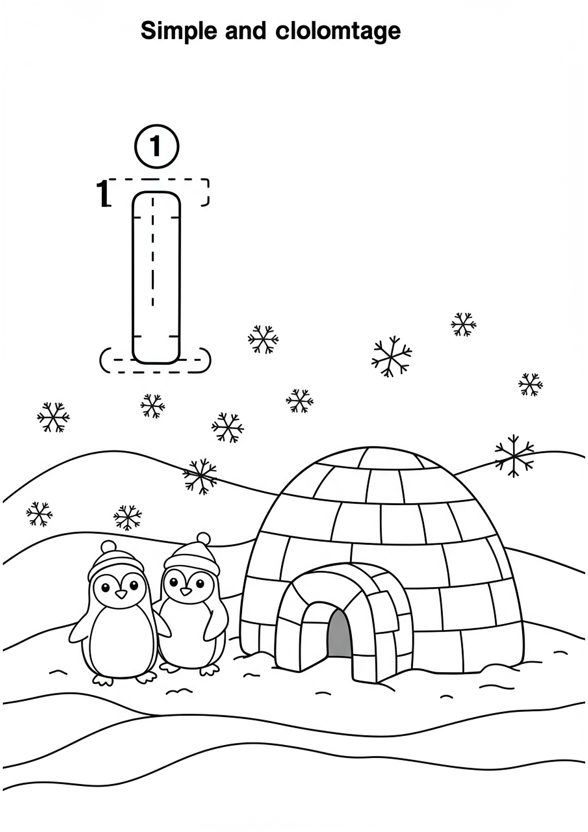 Letter I in the Igloo Scene - Free Coloring Page | TryColoringPages