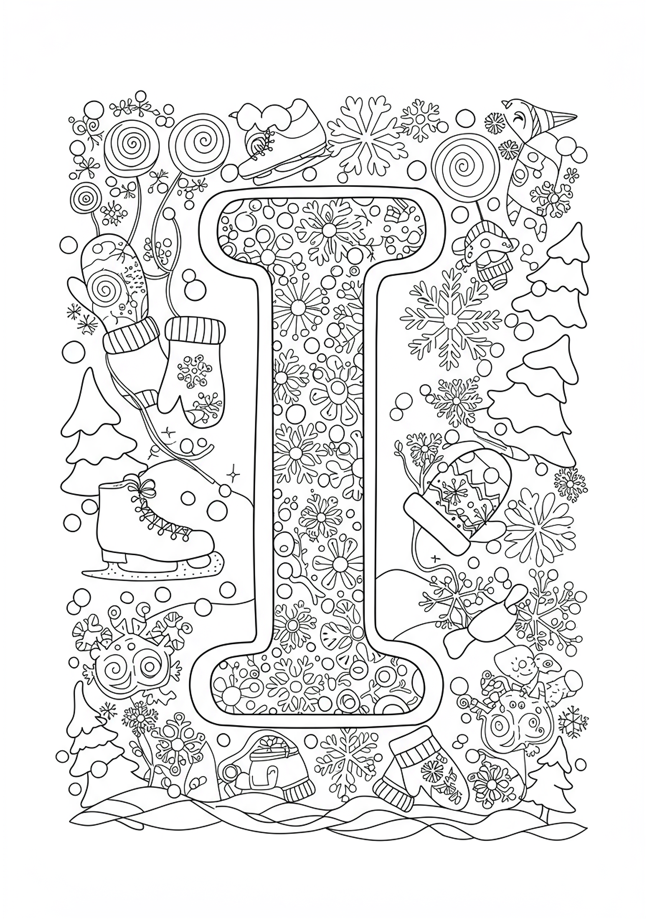 Letter I Winter Wonderland Coloring Page - Free Coloring Page ...