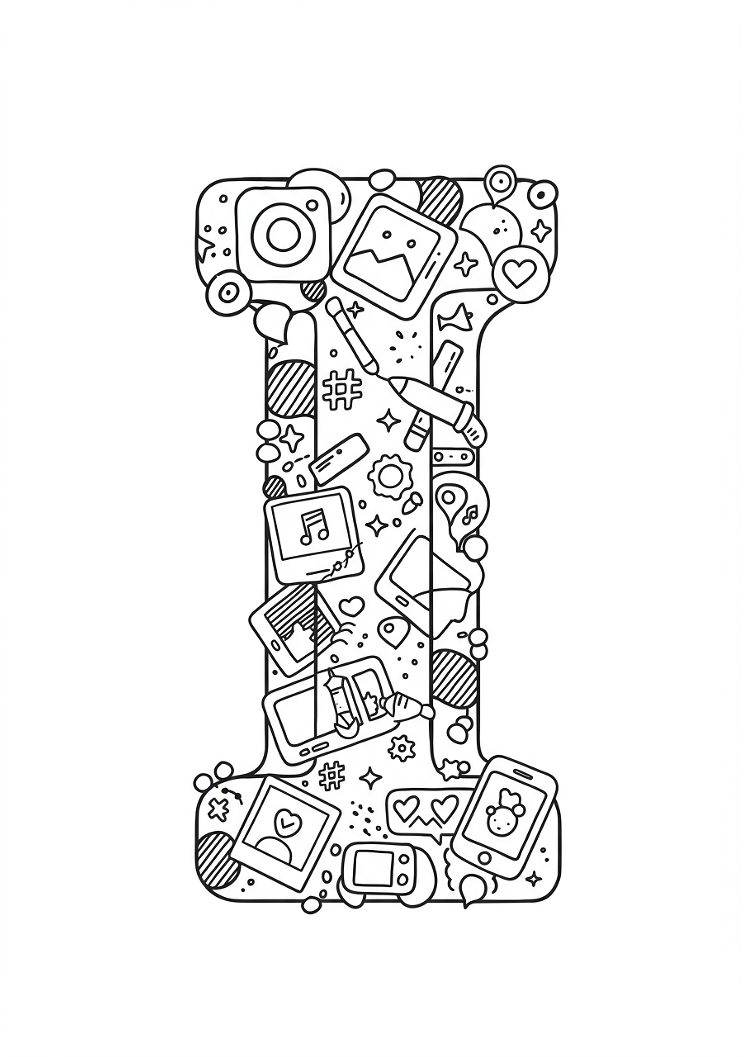 Letter I with Inspiring Instagram Aesthetics - Free Coloring Page ...