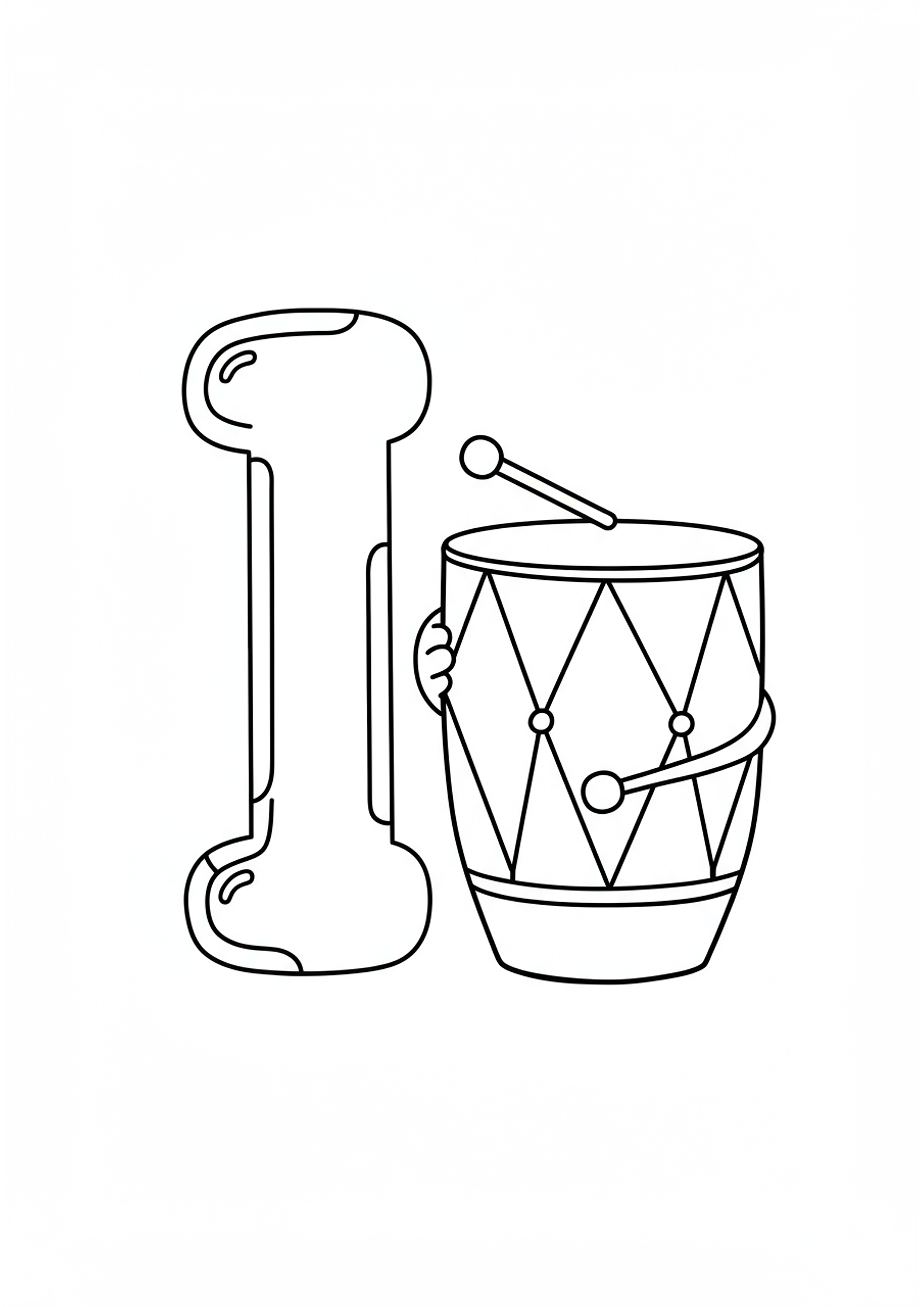 Letter I with Instruments Coloring Page - Free Coloring Page ...