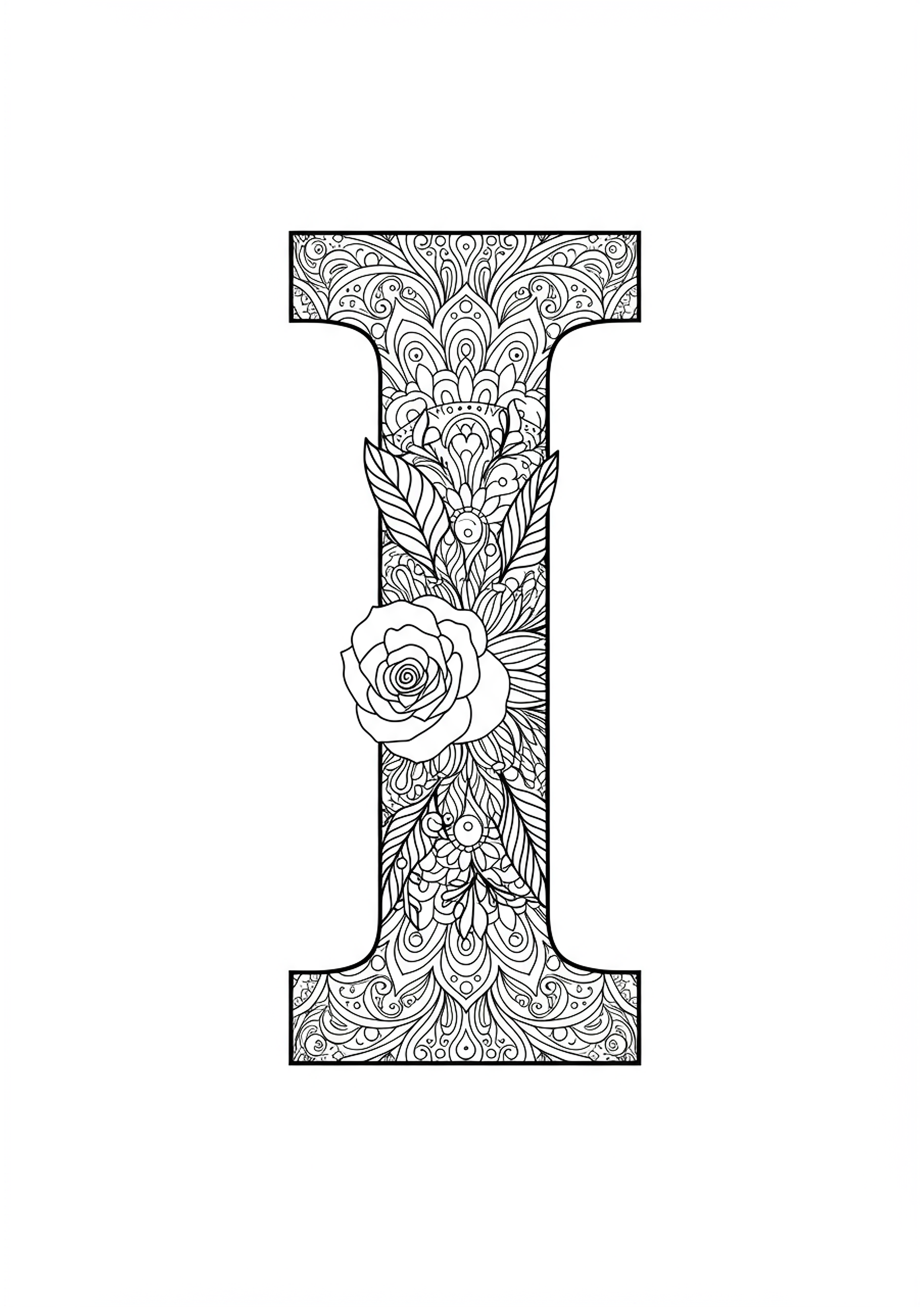 Letter I with Intricate Tattoo-Inspired Patterns - Free Coloring Page ...