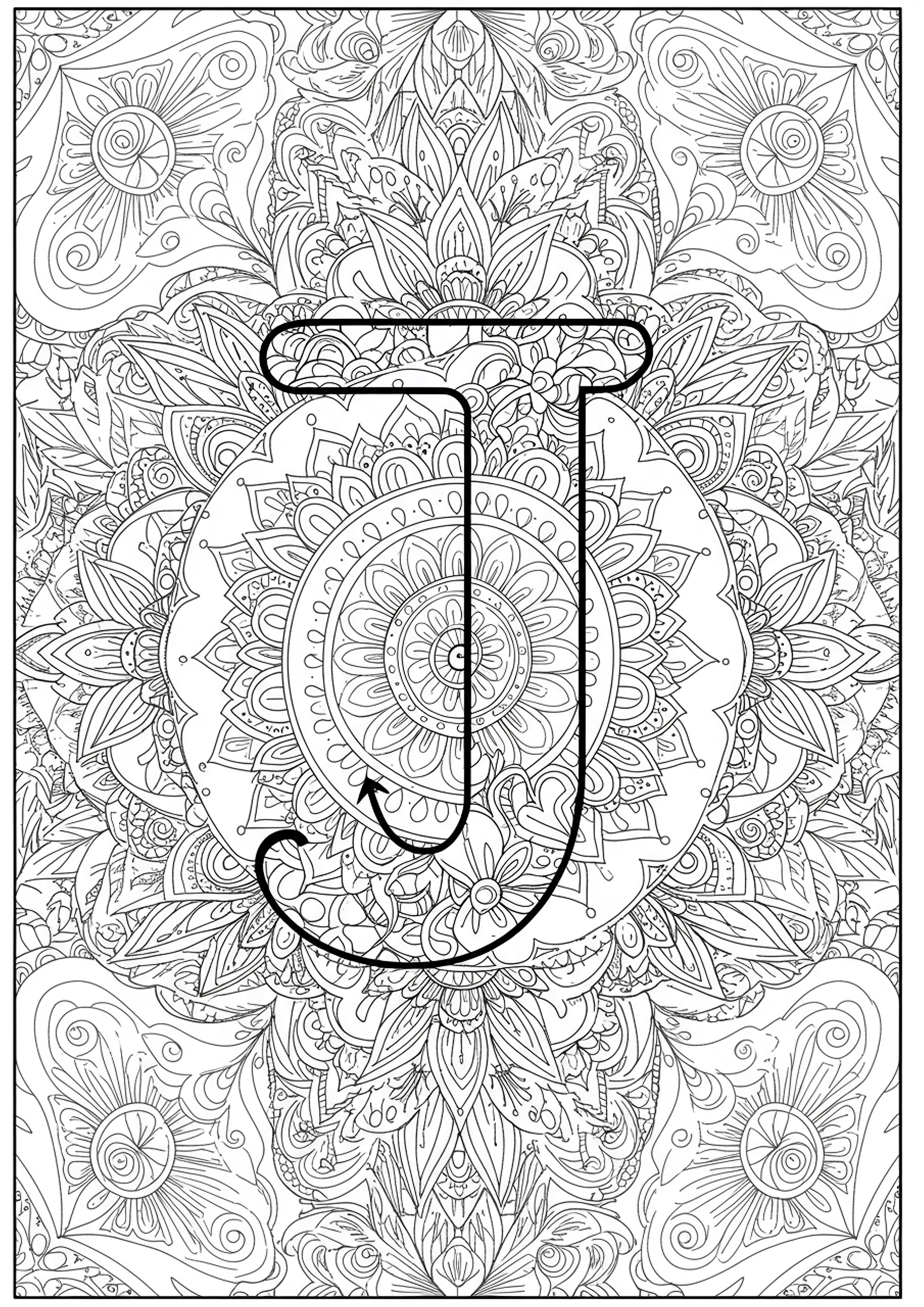 Letter J Mandala Garden Coloring Page - Free Coloring Page ...
