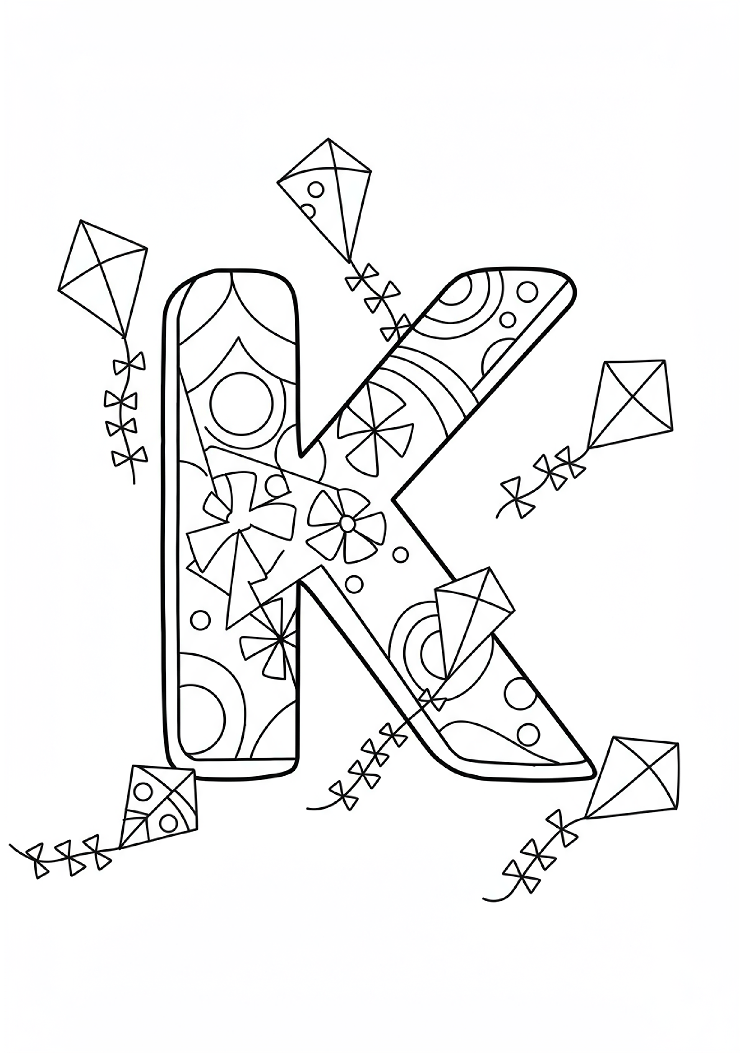Letter K Kite Festival Coloring Page - Free Coloring Page ...