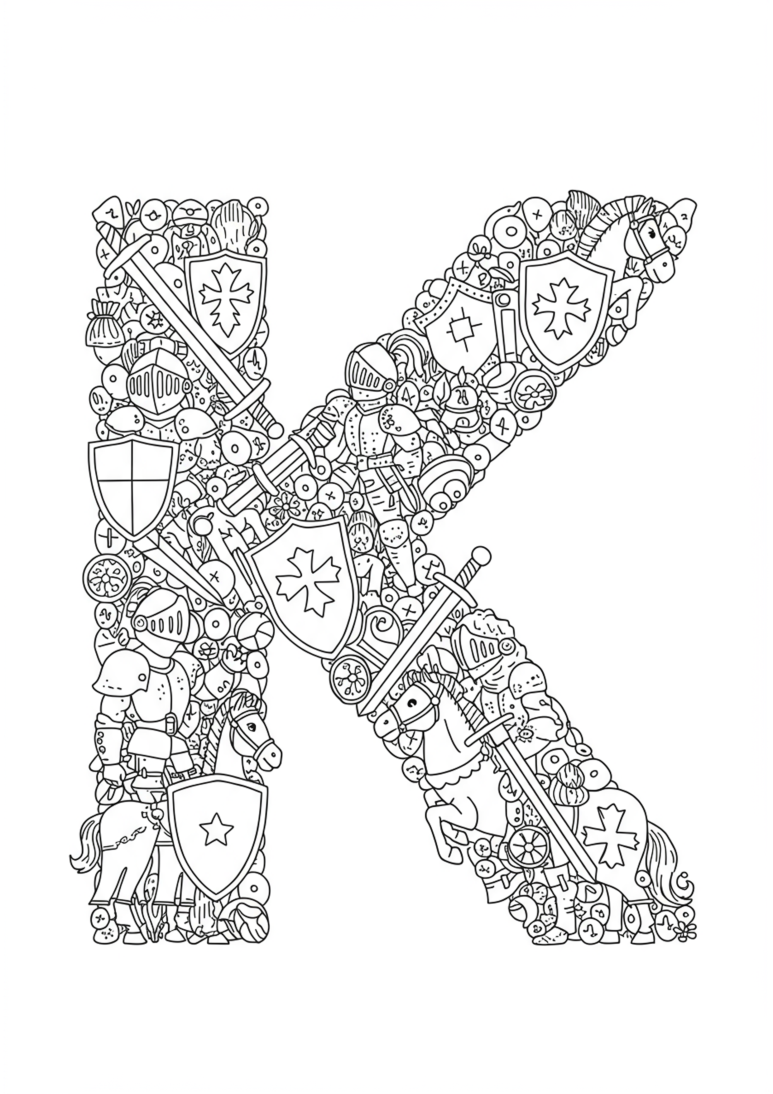 Letter K Knight Adventure Coloring Page - Free Coloring Page ...